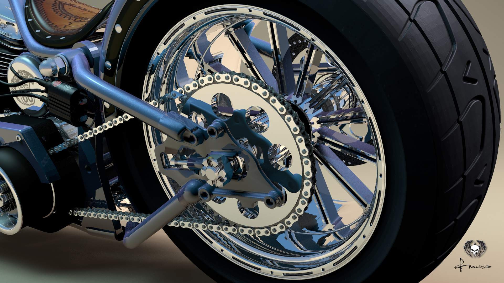 Smooth Blue Chopper - 3D Model by francozero