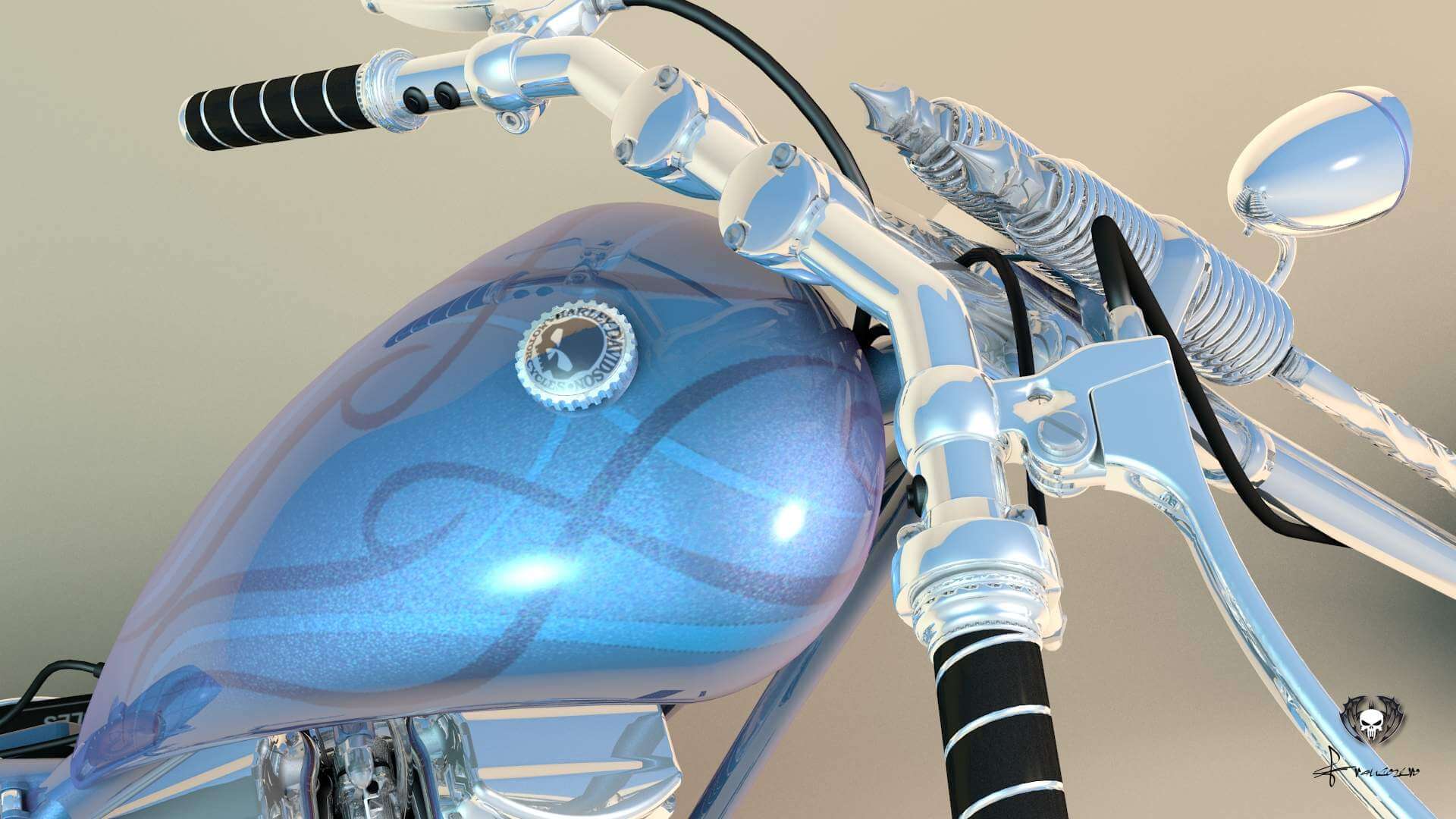 Smooth Blue Chopper - 3D Model by francozero