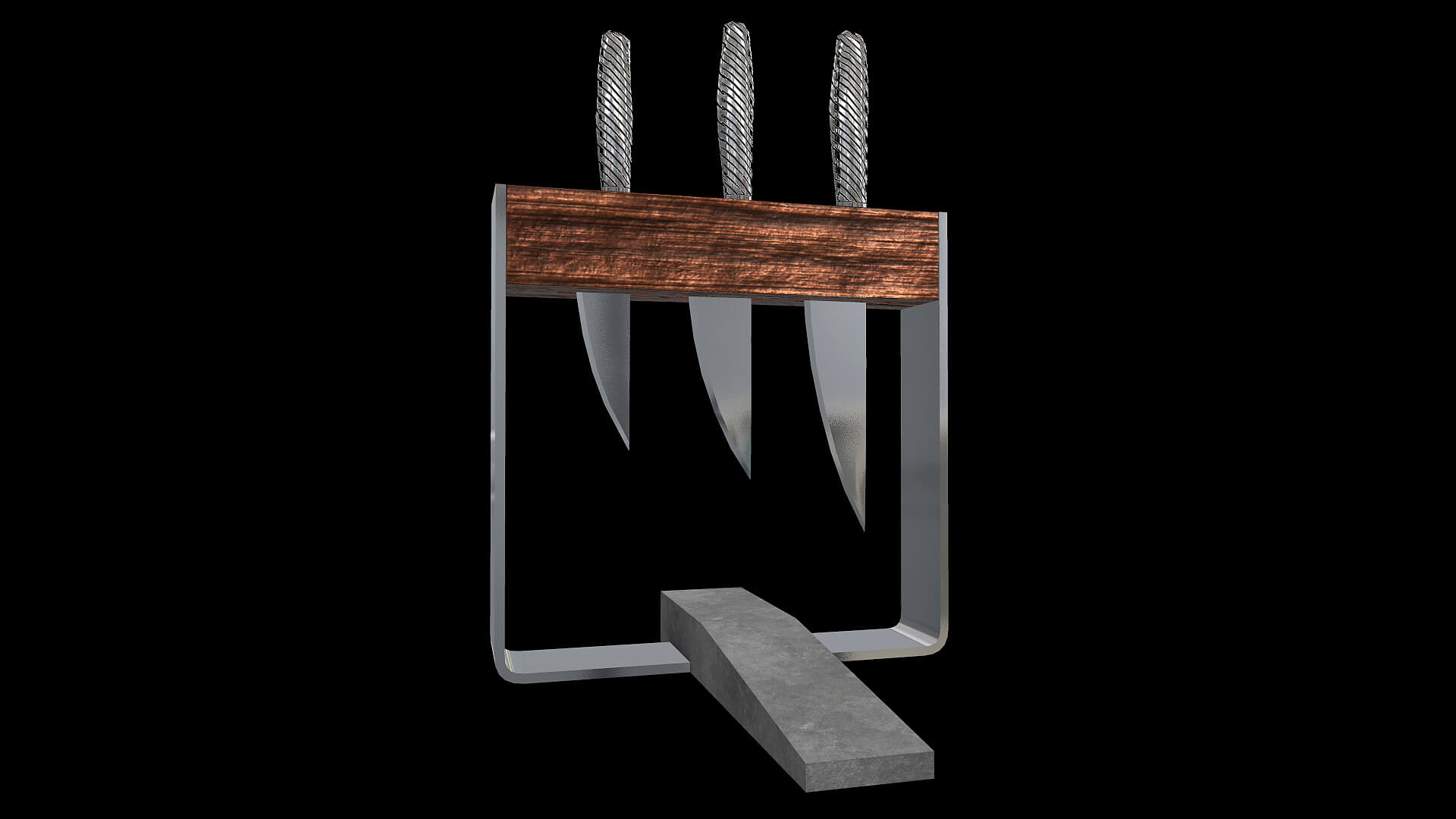 Kitchen Knife Holder With Whetstone - 3D Model by Franklin Fireheart