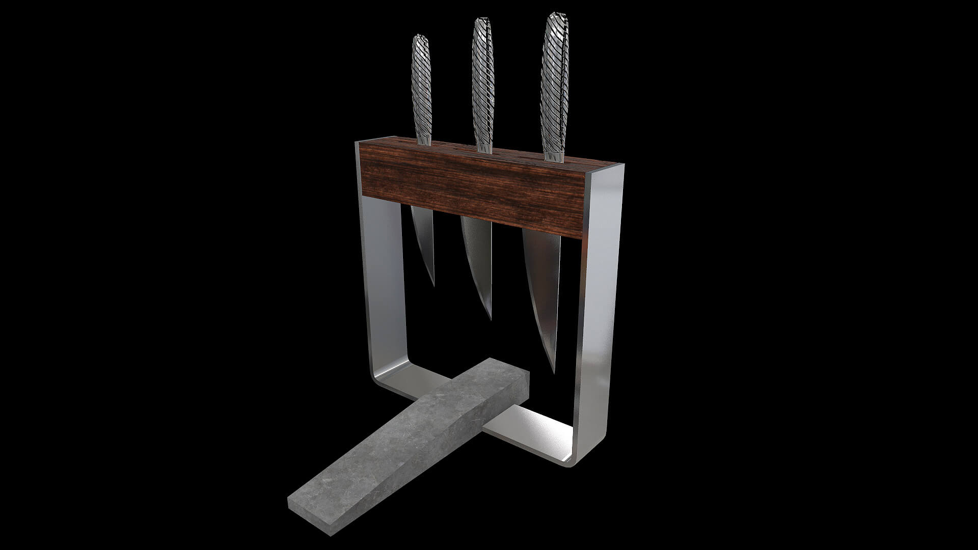Kitchen Knife Holder With Whetstone - 3D Model by Franklin Fireheart