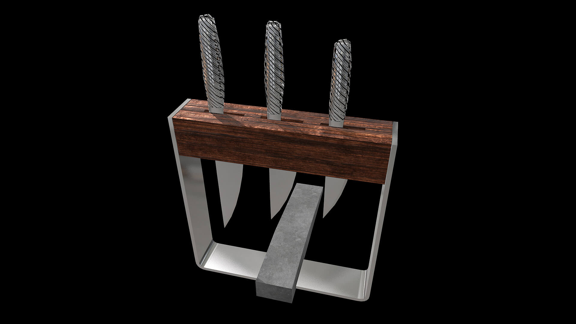 Kitchen Knife Holder With Whetstone - 3D Model by Franklin Fireheart