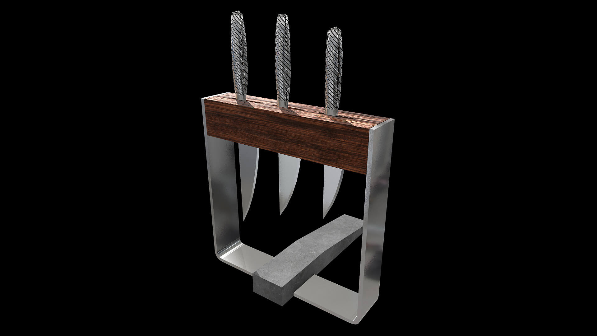 Kitchen Knife Holder With Whetstone - 3D Model by Franklin Fireheart