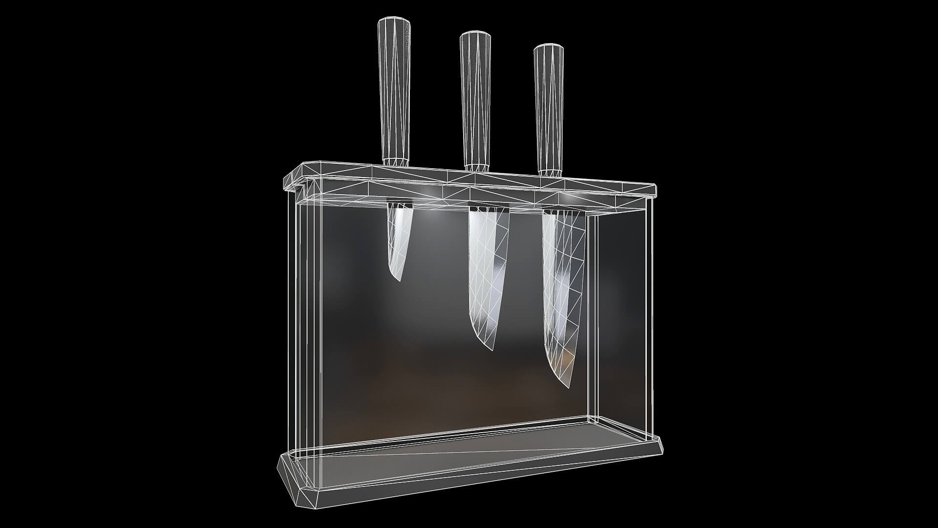 Knife Set With Glass Holder - 3D Model by Franklin Fireheart