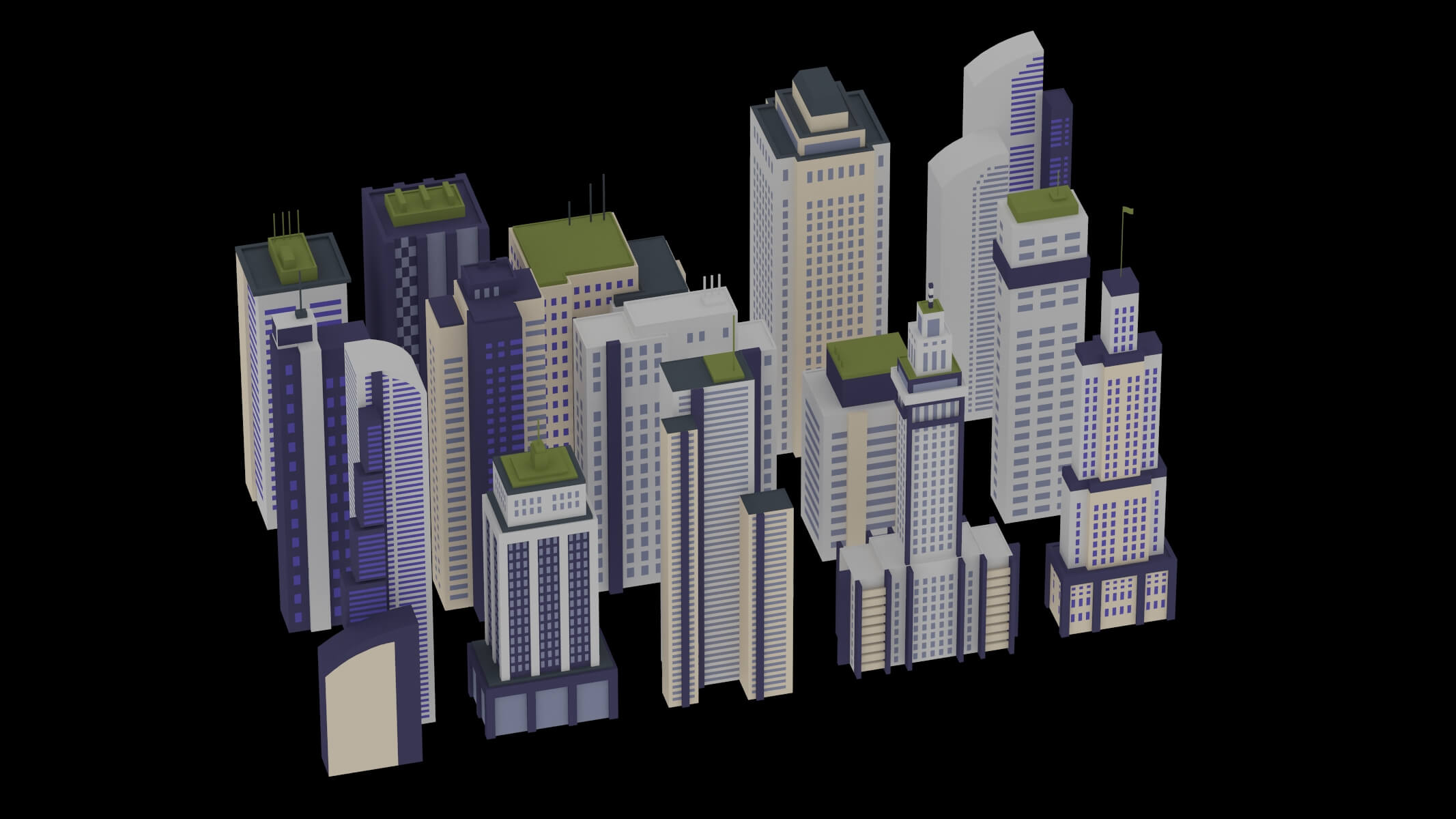 15 Building Low Poly Set - 3D Model by frezzy