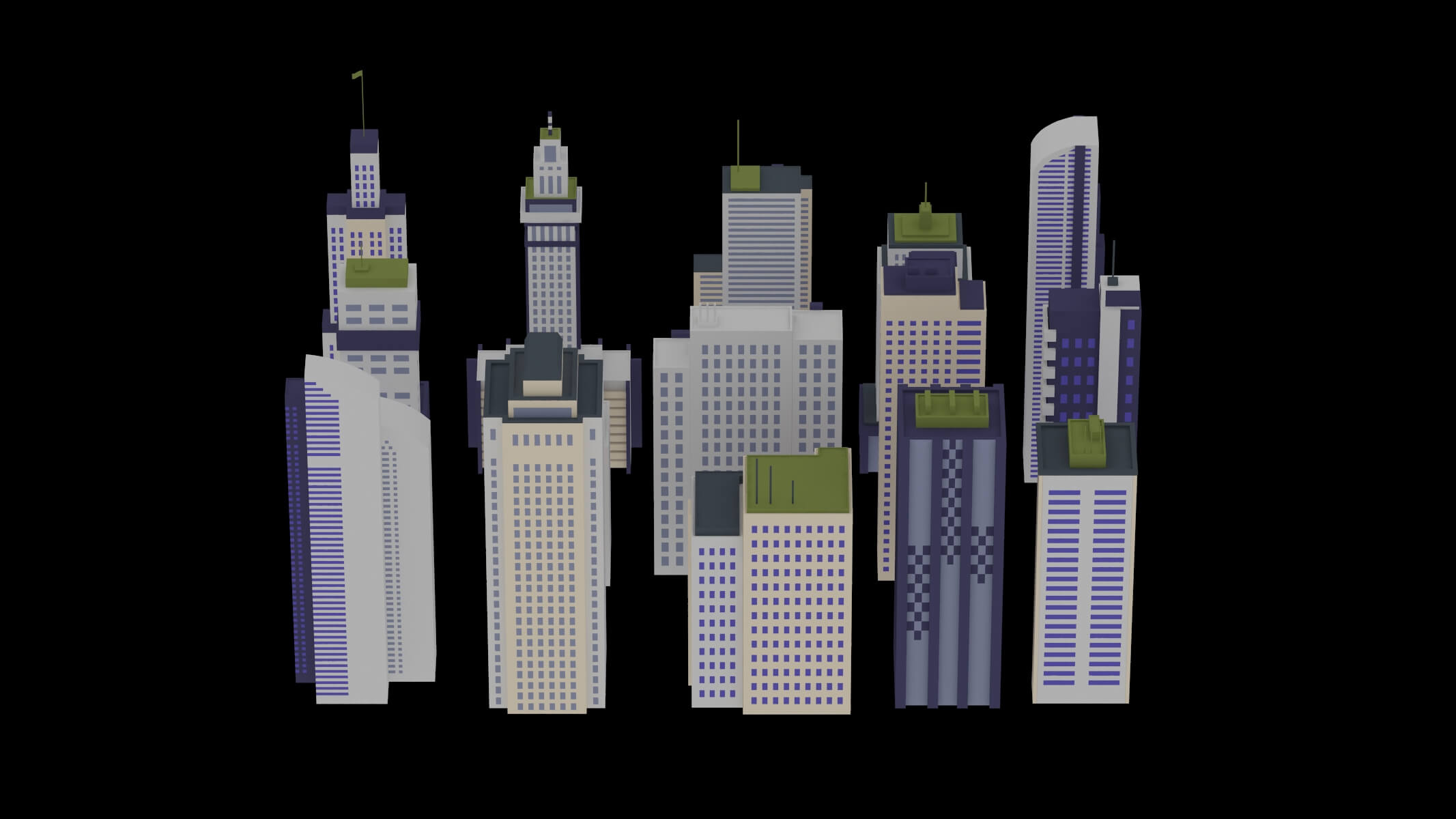 15 Building Low Poly Set - 3D Model by frezzy