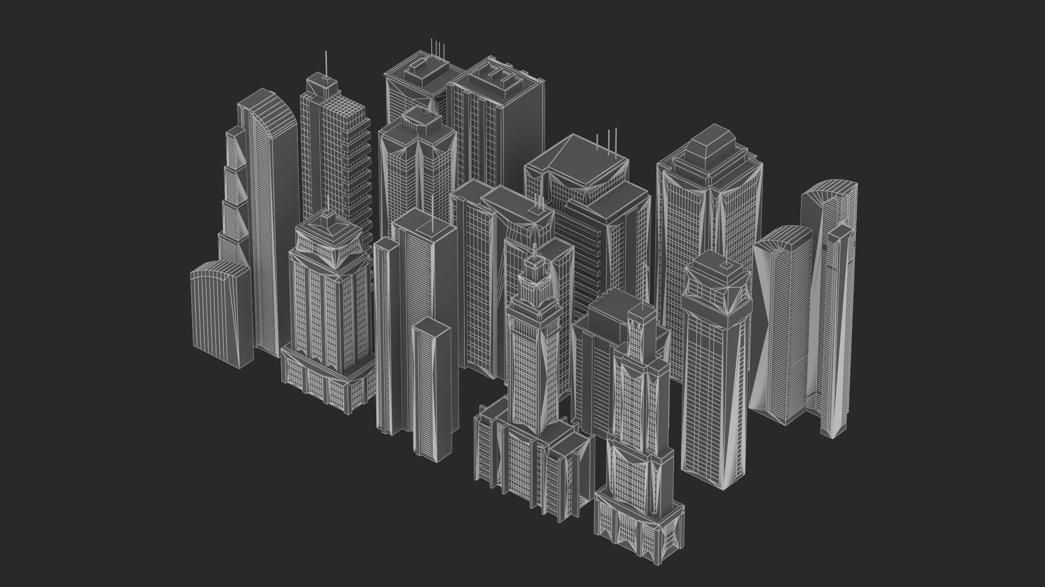 15 Building Low Poly Set - 3D Model by frezzy