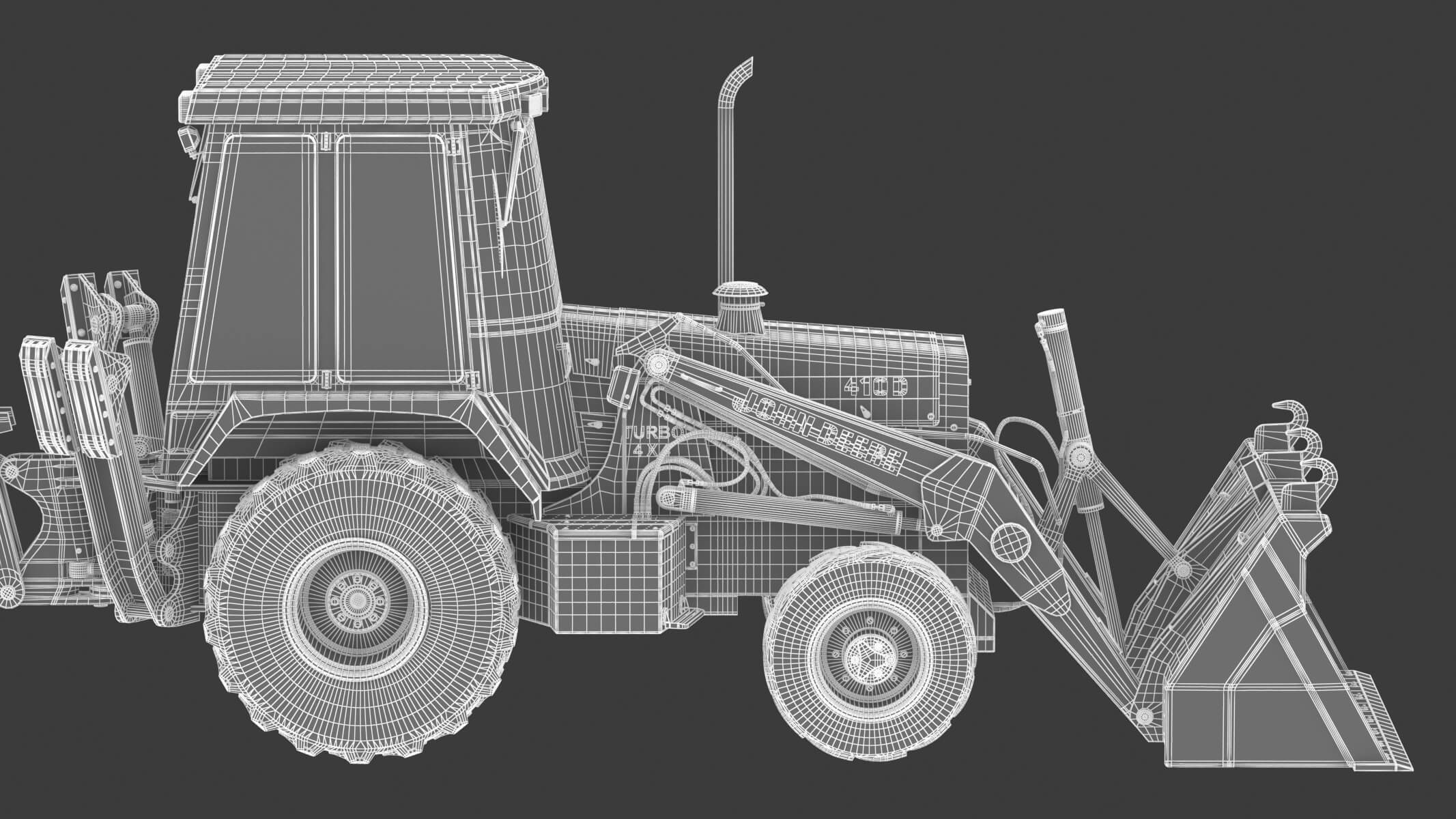 1995 John Deere 410D Backhoe - 3D Model by frezzy