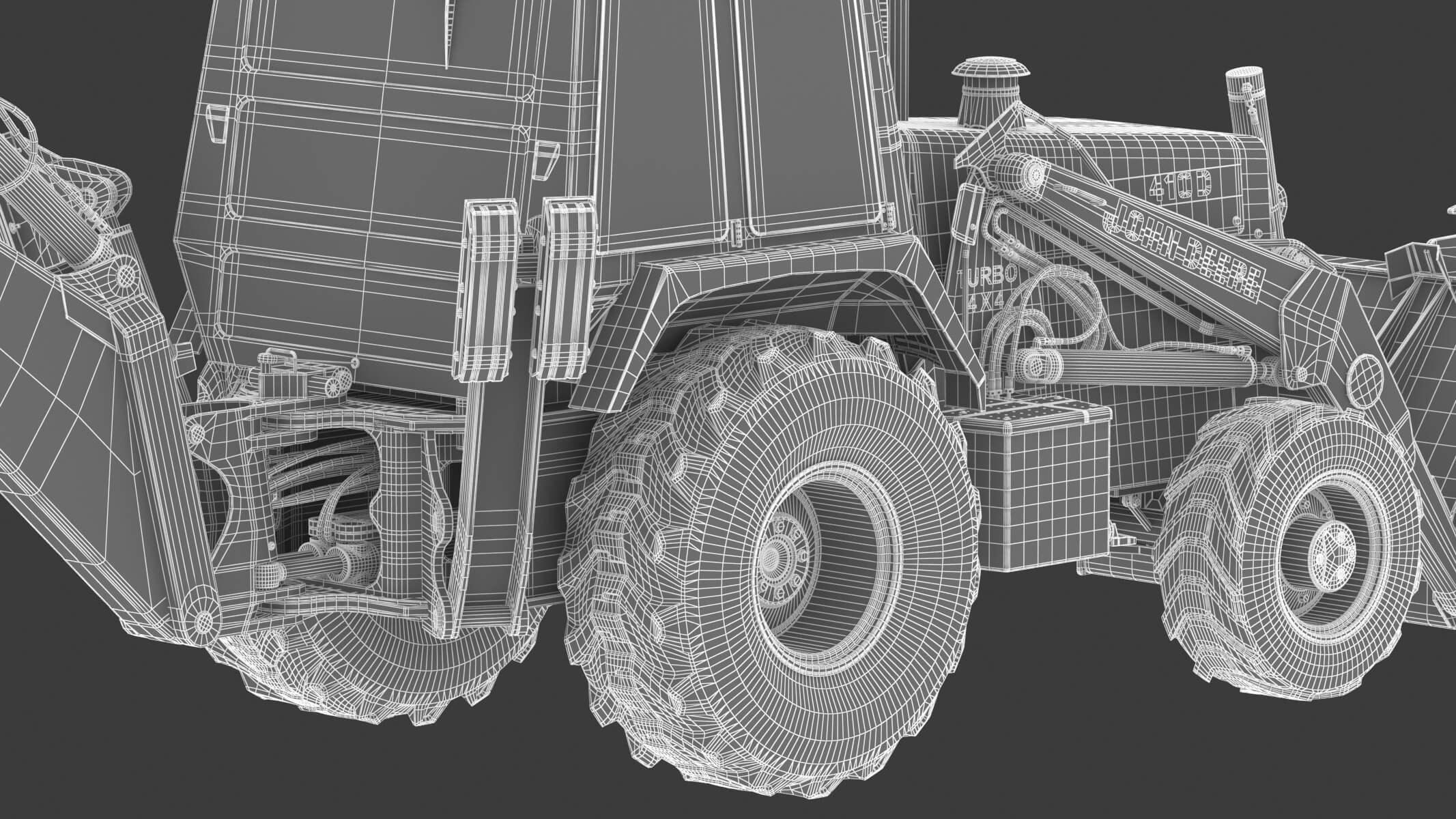 1995 John Deere 410D Backhoe - 3D Model by frezzy