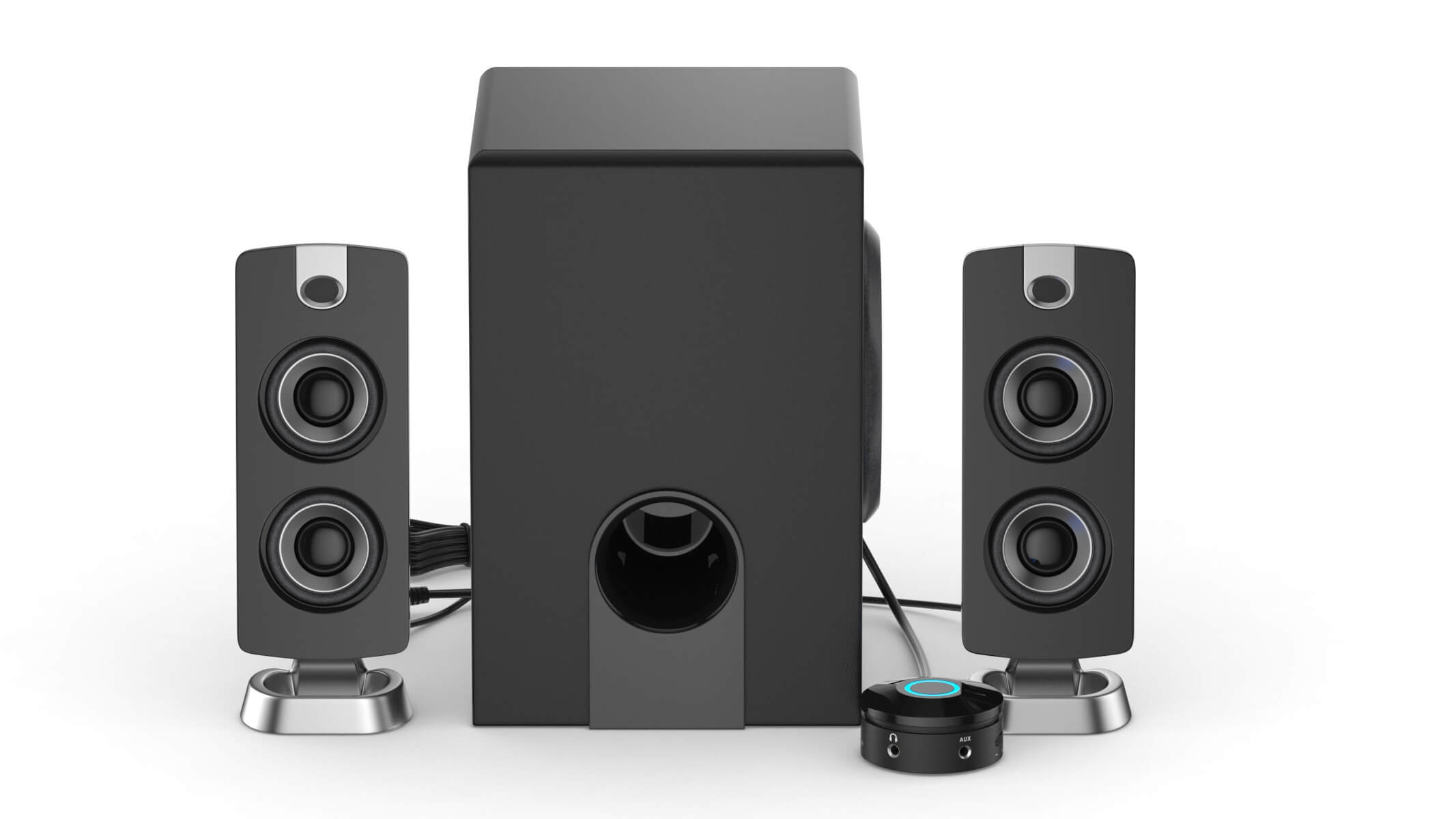 2.1 Speaker Sound System With Subwoofer and Control Pod - 3D Model by ...