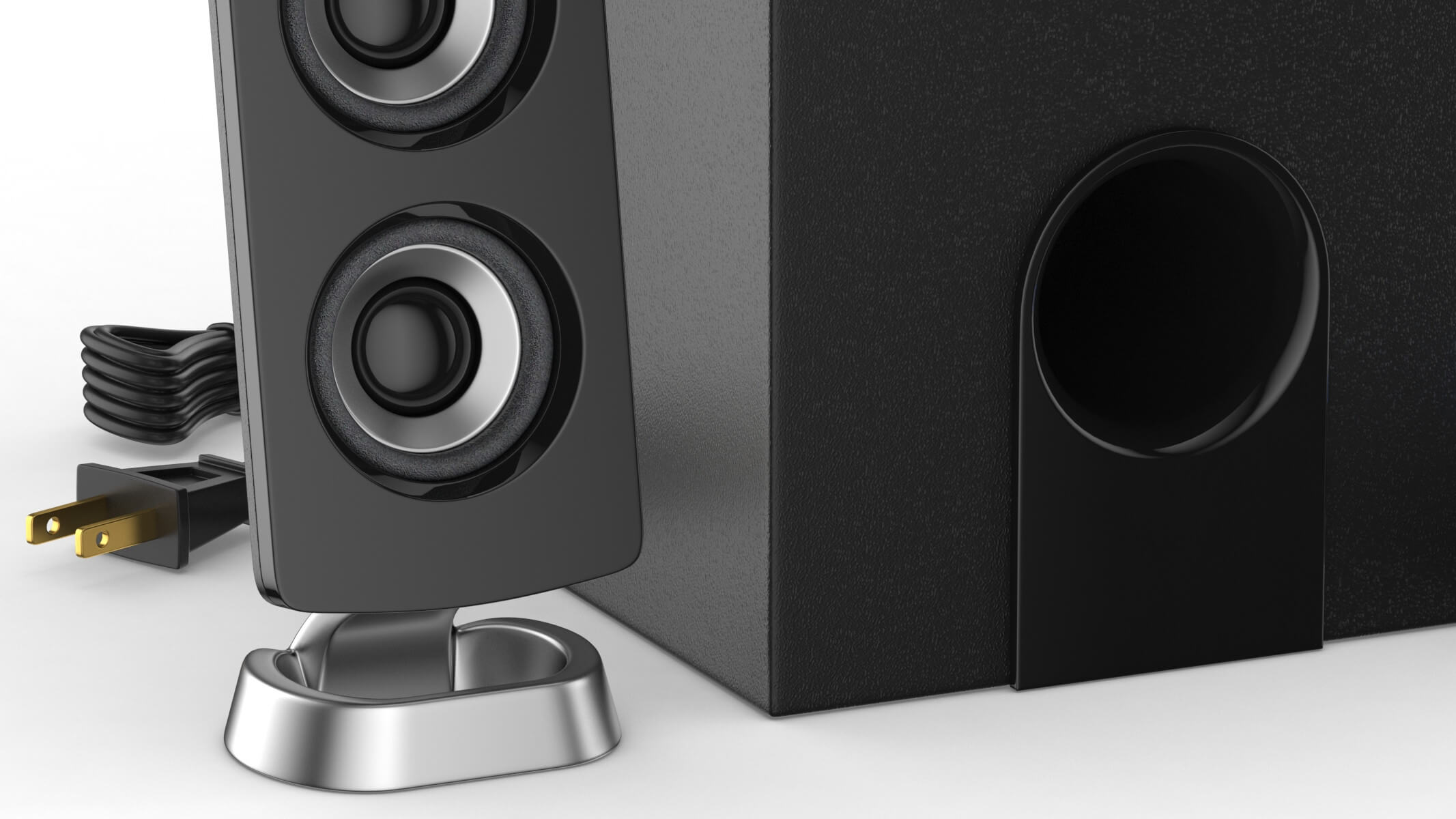 2.1 Speaker Sound System With Subwoofer and Control Pod - 3D Model by ...