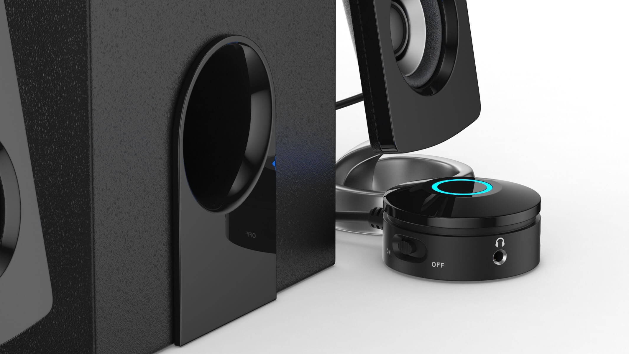 2.1 Speaker Sound System With Subwoofer and Control Pod - 3D Model by ...