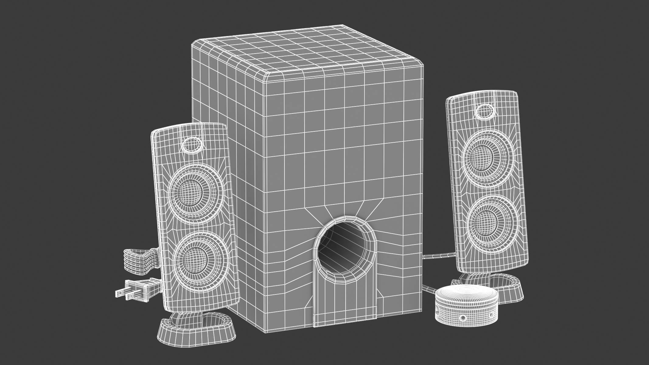 2.1 Speaker Sound System With Subwoofer and Control Pod - 3D Model by ...