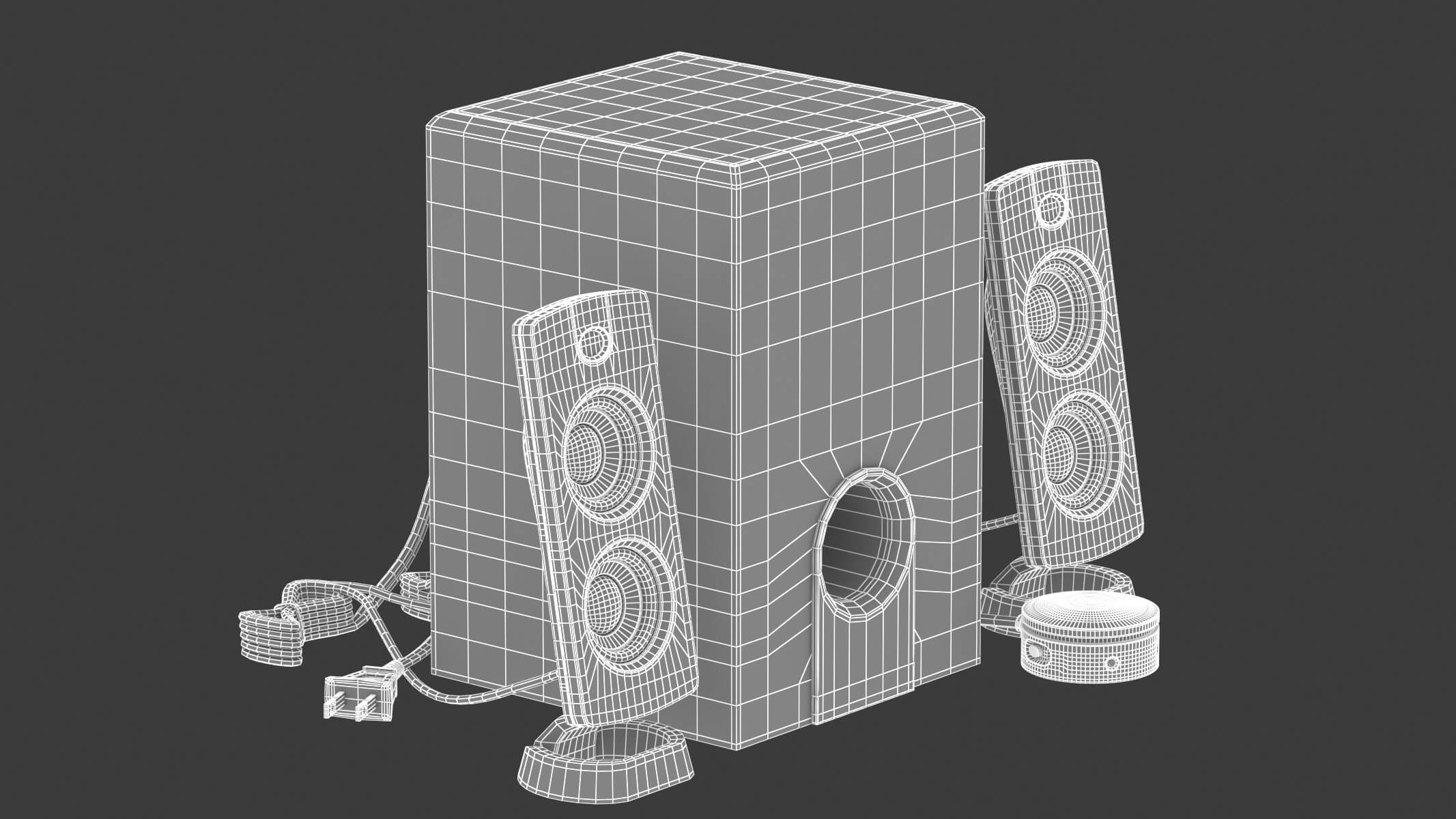 2.1 Speaker Sound System With Subwoofer and Control Pod - 3D Model by ...