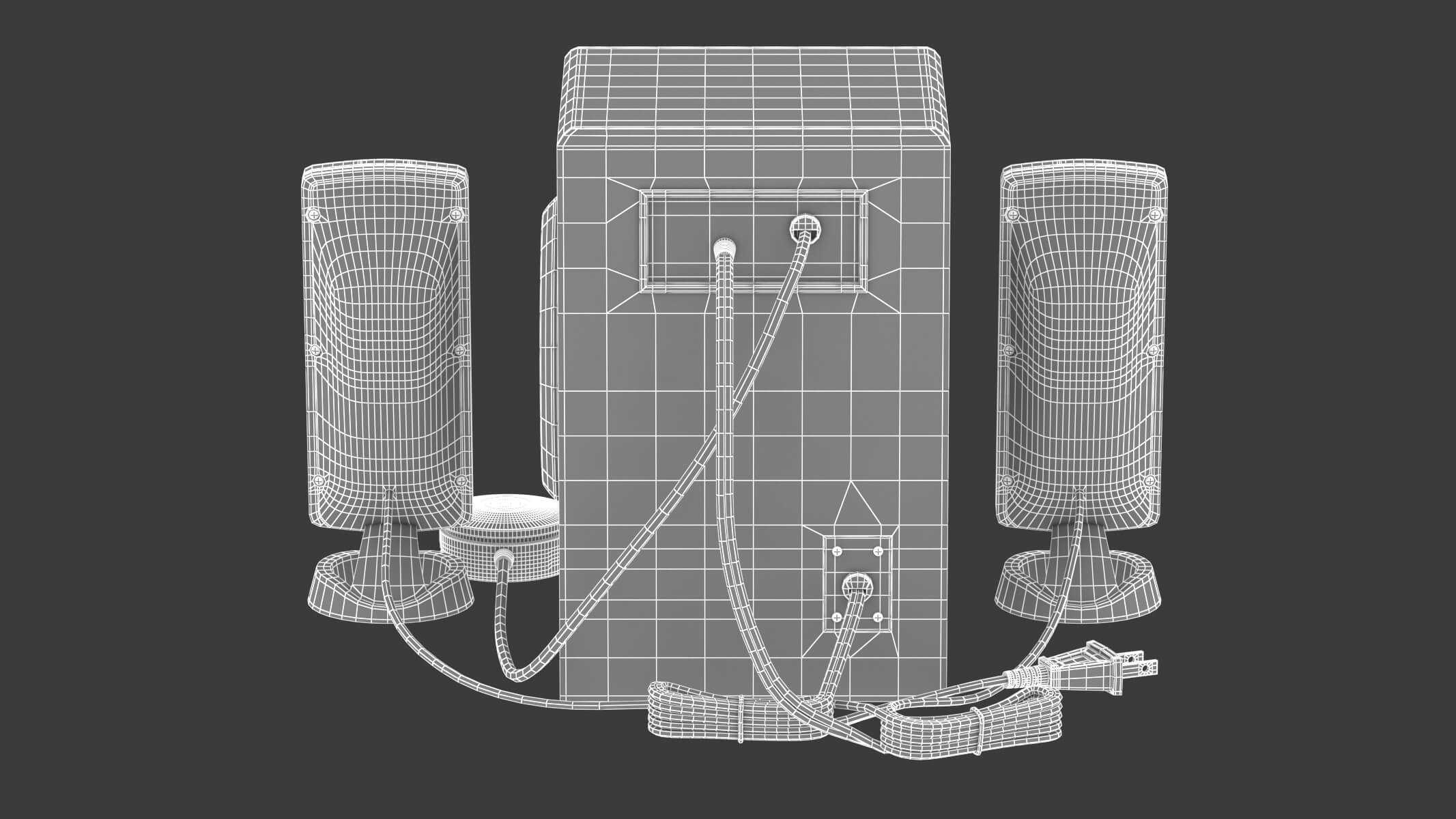 2.1 Speaker Sound System With Subwoofer and Control Pod - 3D Model by ...