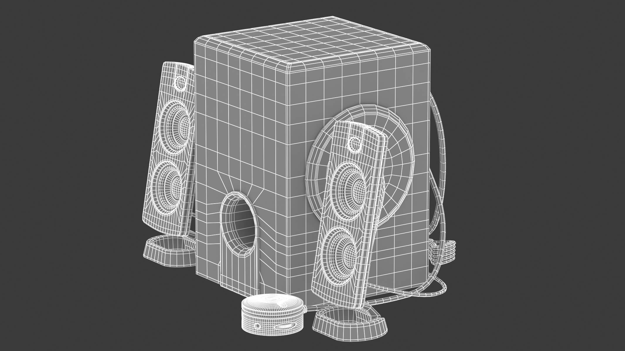 2.1 Speaker Sound System With Subwoofer and Control Pod - 3D Model by ...