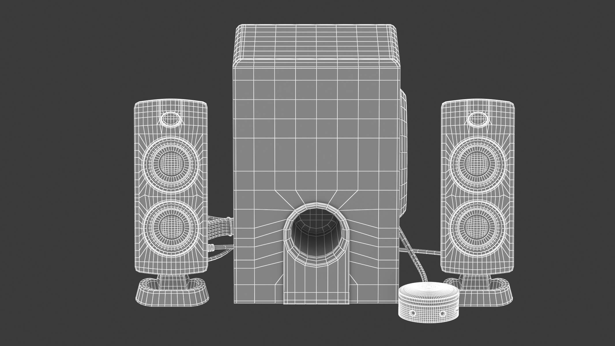 2.1 Speaker Sound System With Subwoofer and Control Pod - 3D Model by ...
