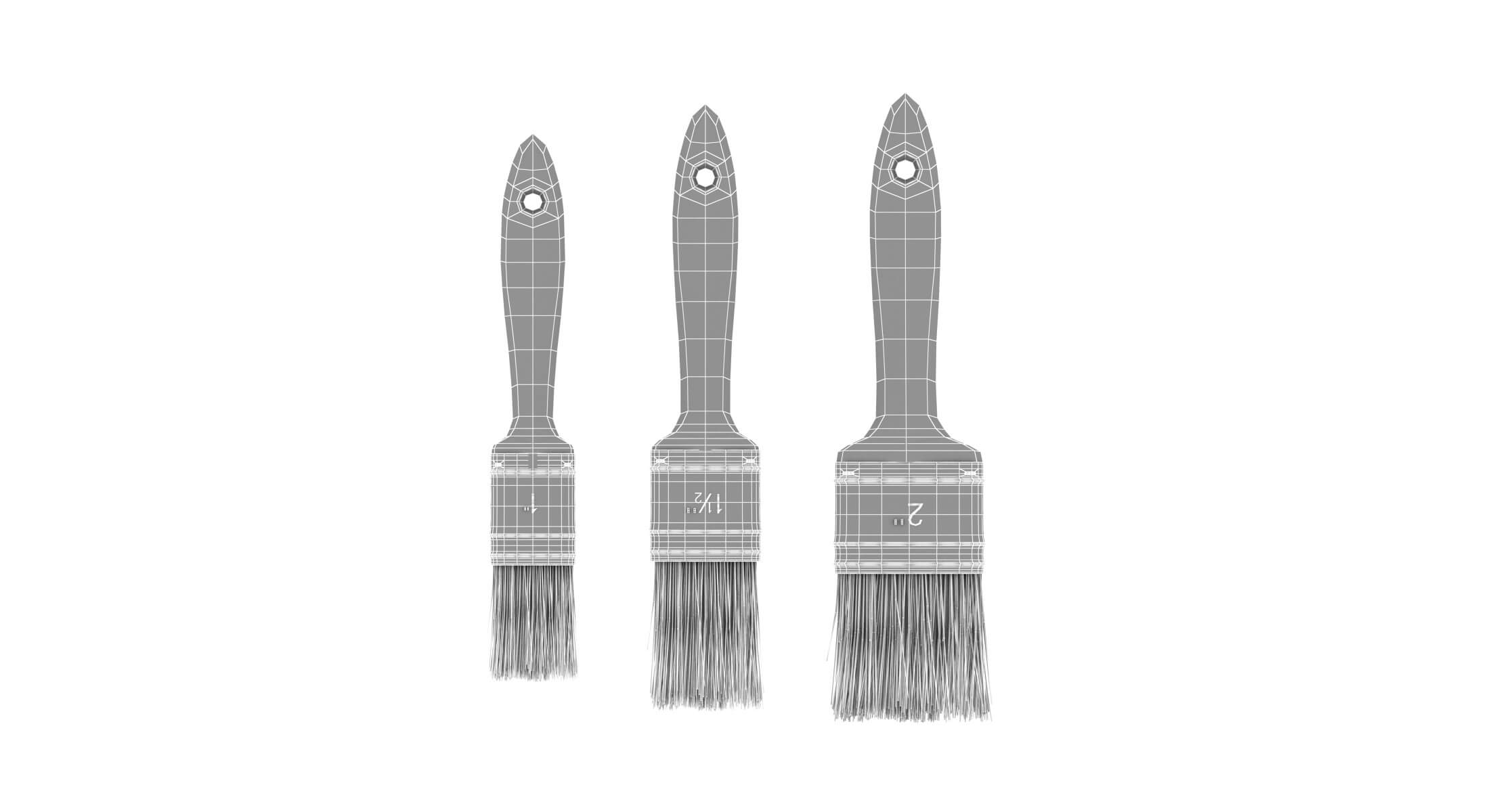 3 Brush Hand Tools Set - 3D Model by frezzy