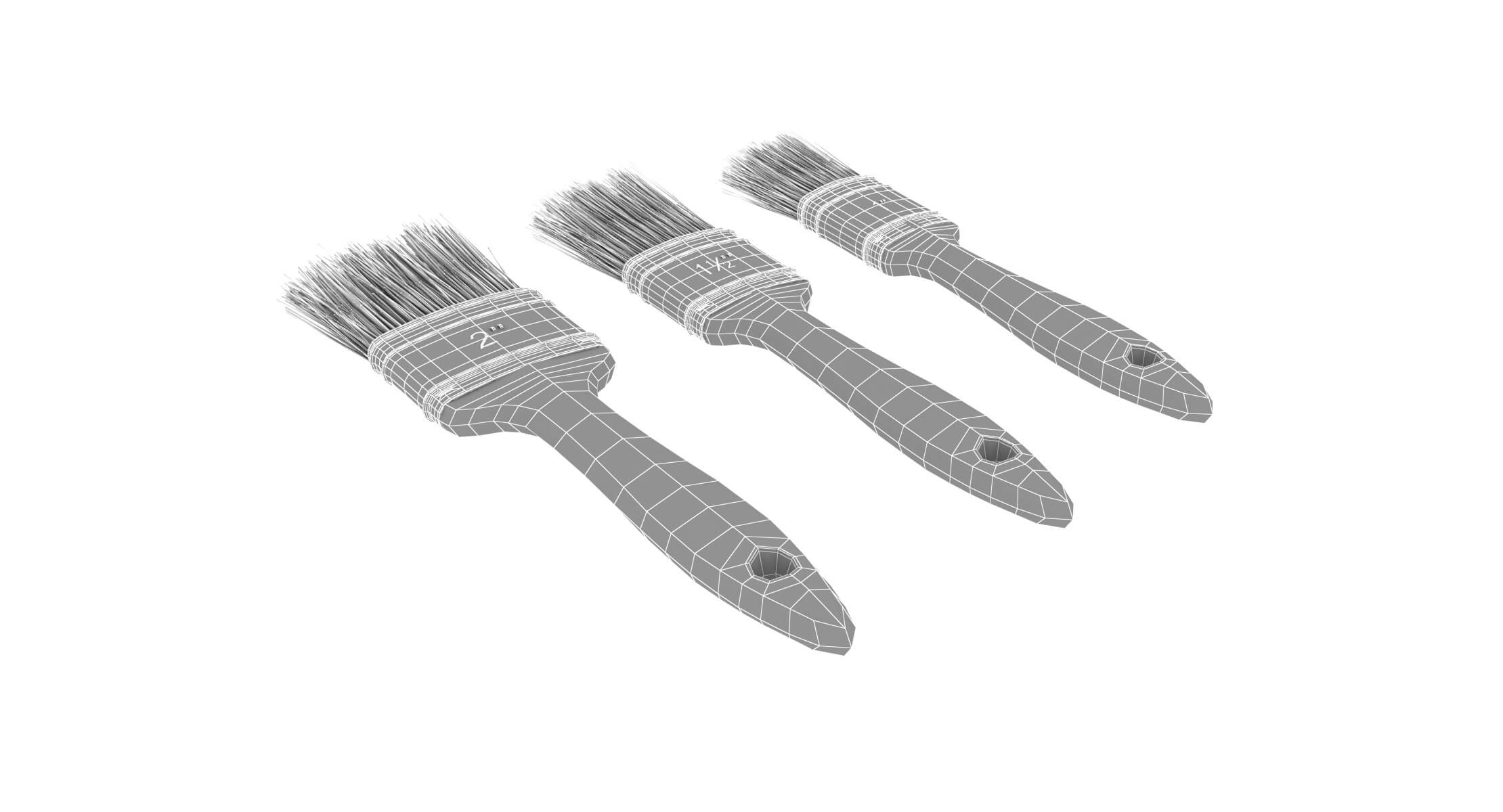 3 Brush Hand Tools Set - 3D Model by frezzy