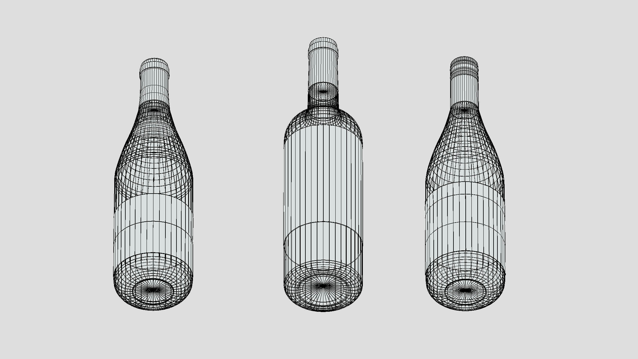 3 Wine Bottles Low Poly - 3D Model by frezzy