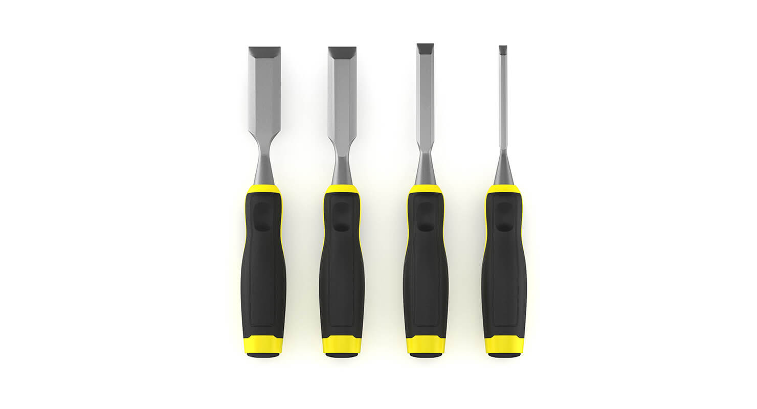 4 Chisels Set - 3D Model by frezzy