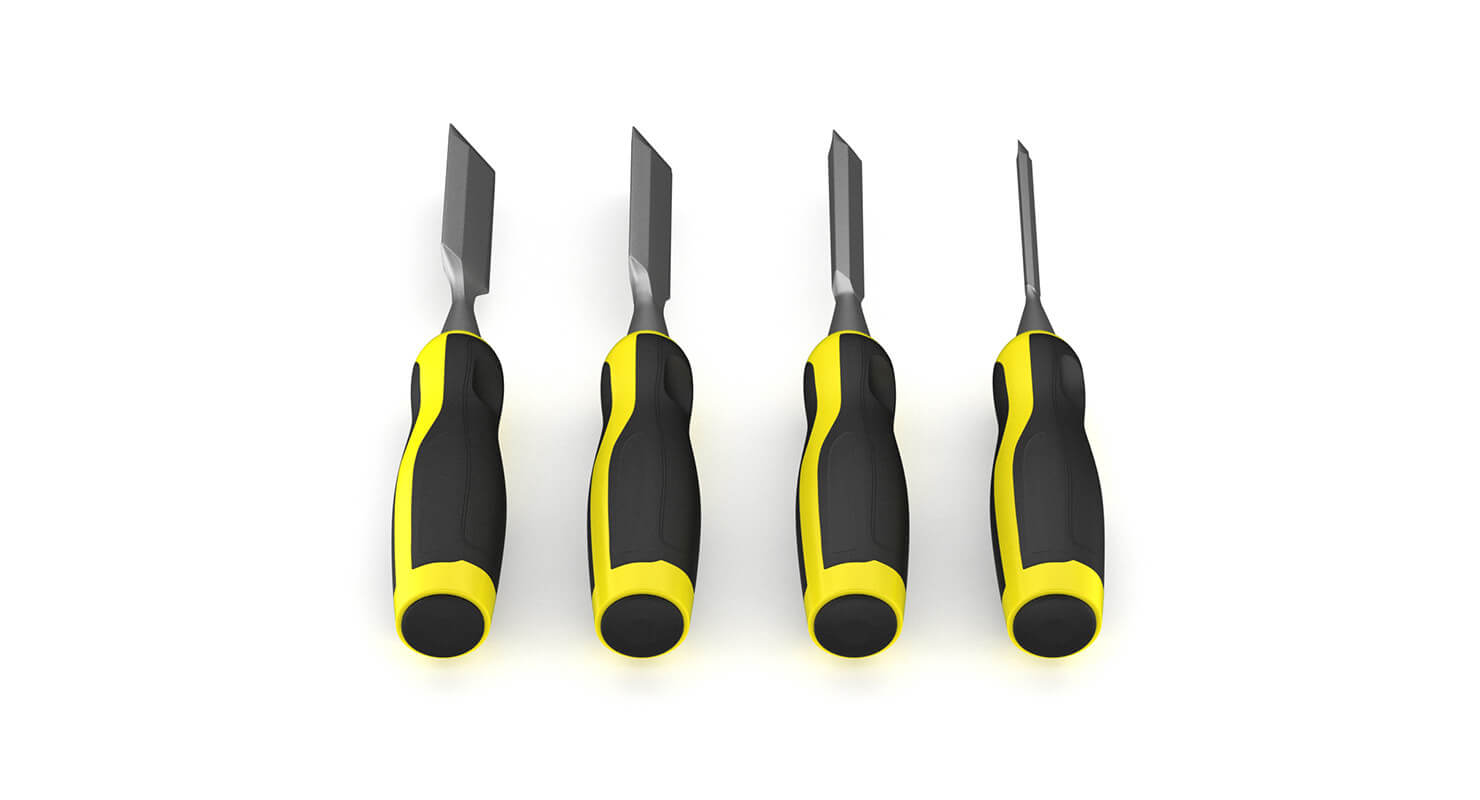 4 Chisels Set - 3D Model by frezzy