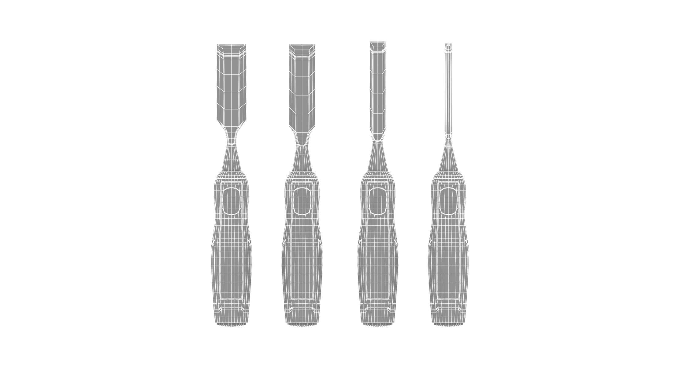 4 Chisels Set - 3D Model by frezzy