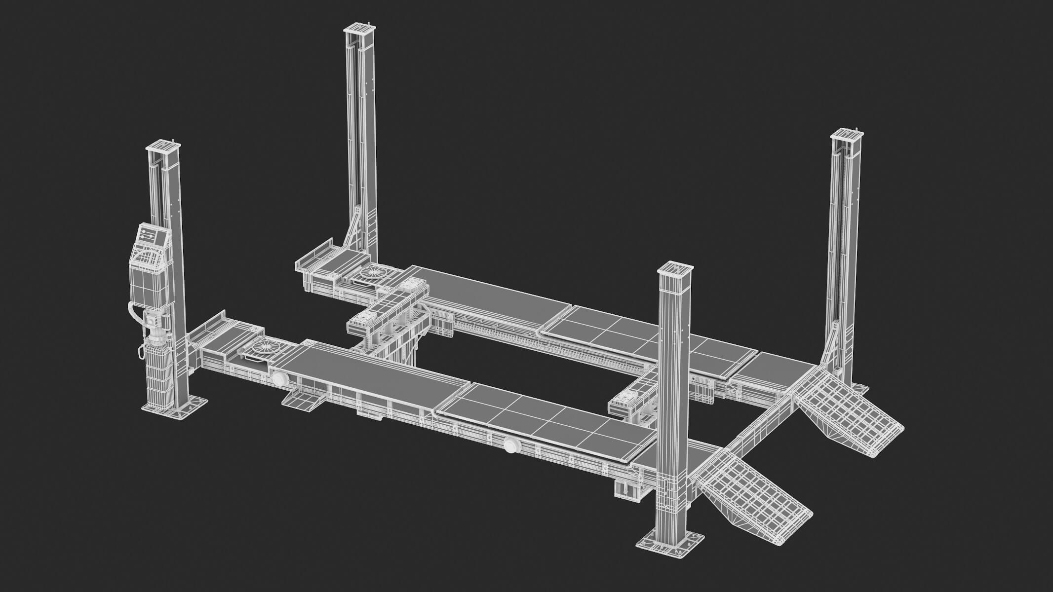 4 Post Car Lift - 3D Model by frezzy