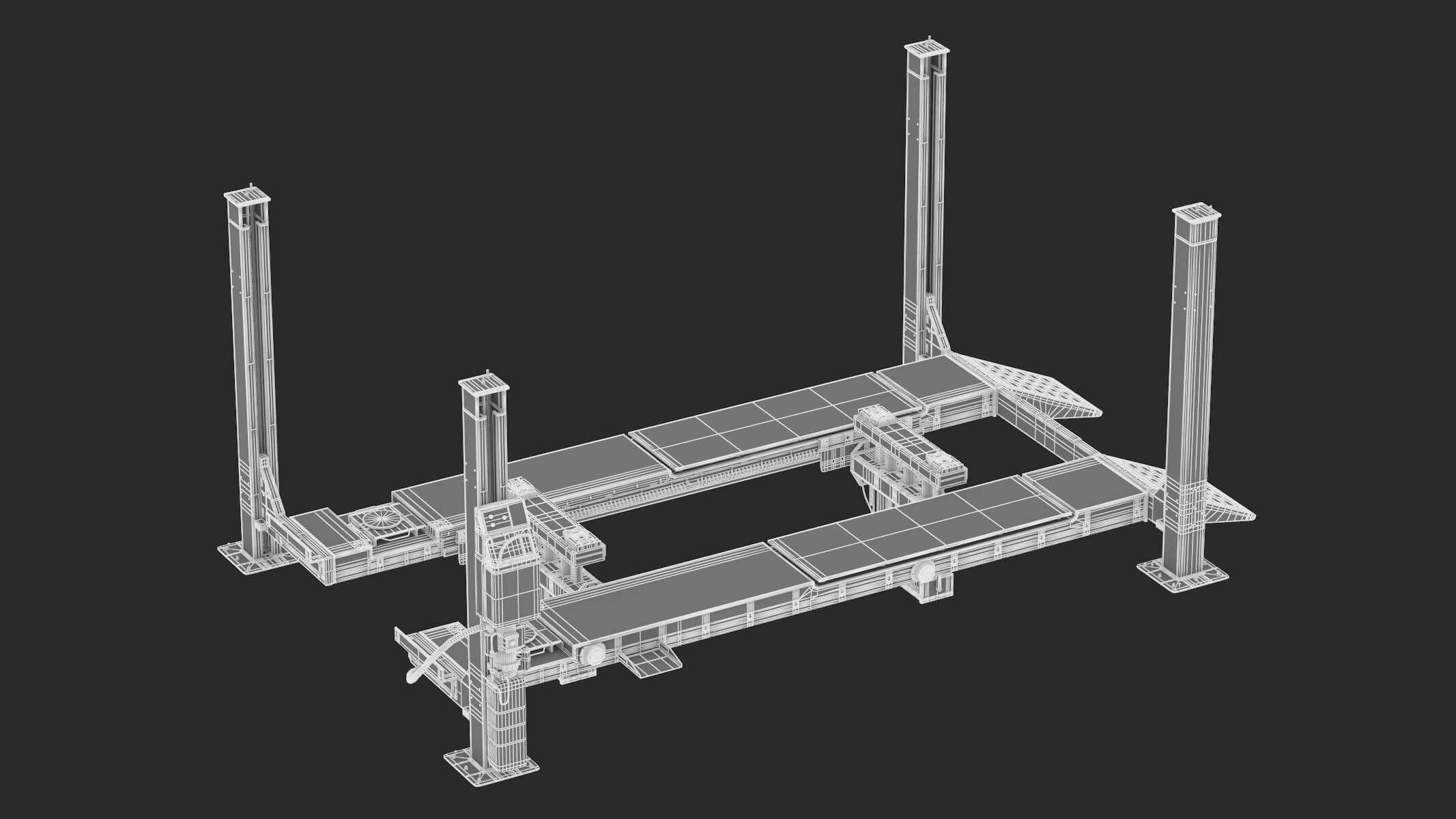 4 Post Car Lift - 3D Model by frezzy