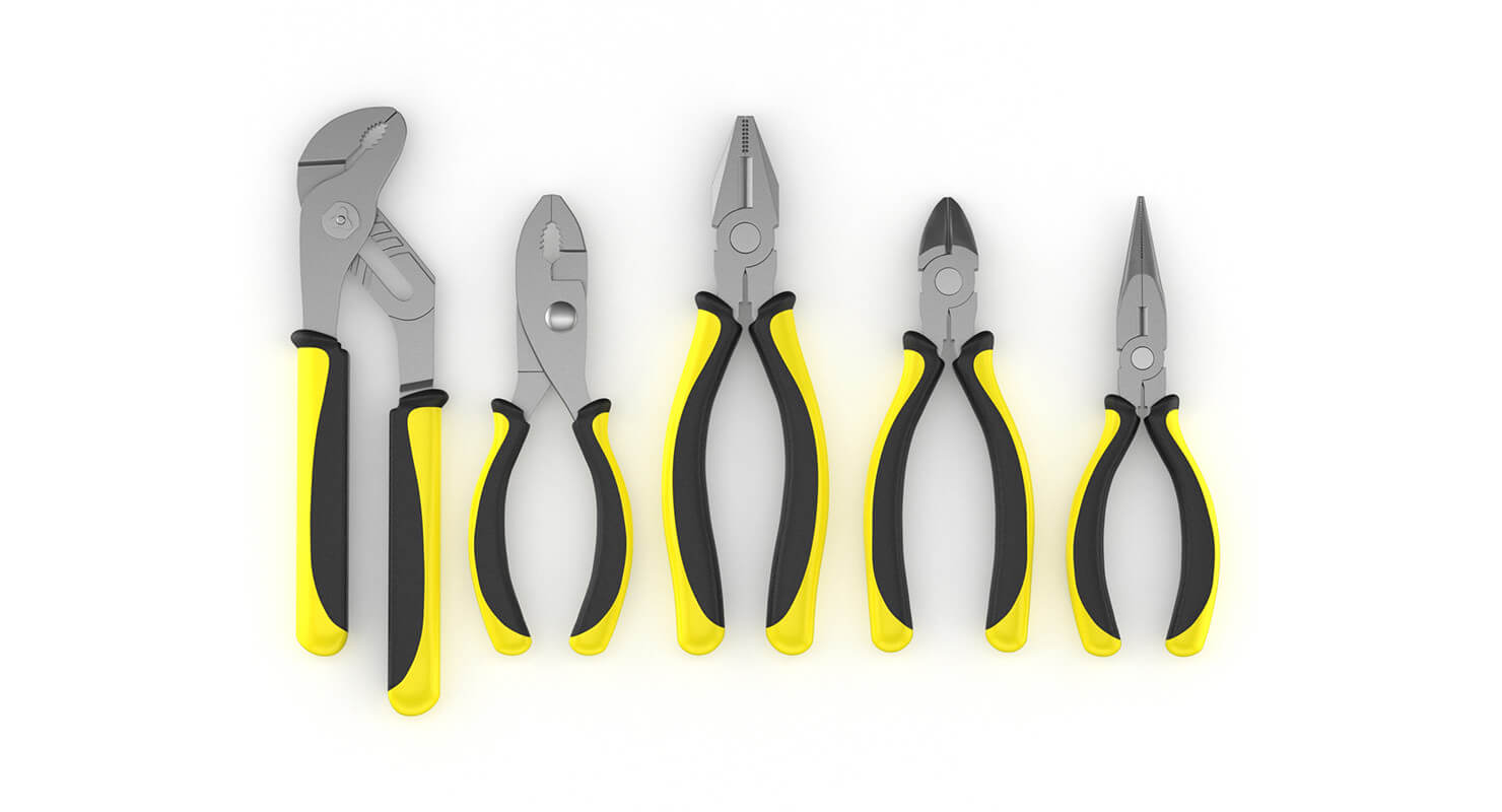 5 Pliers Set - 3D Model by frezzy