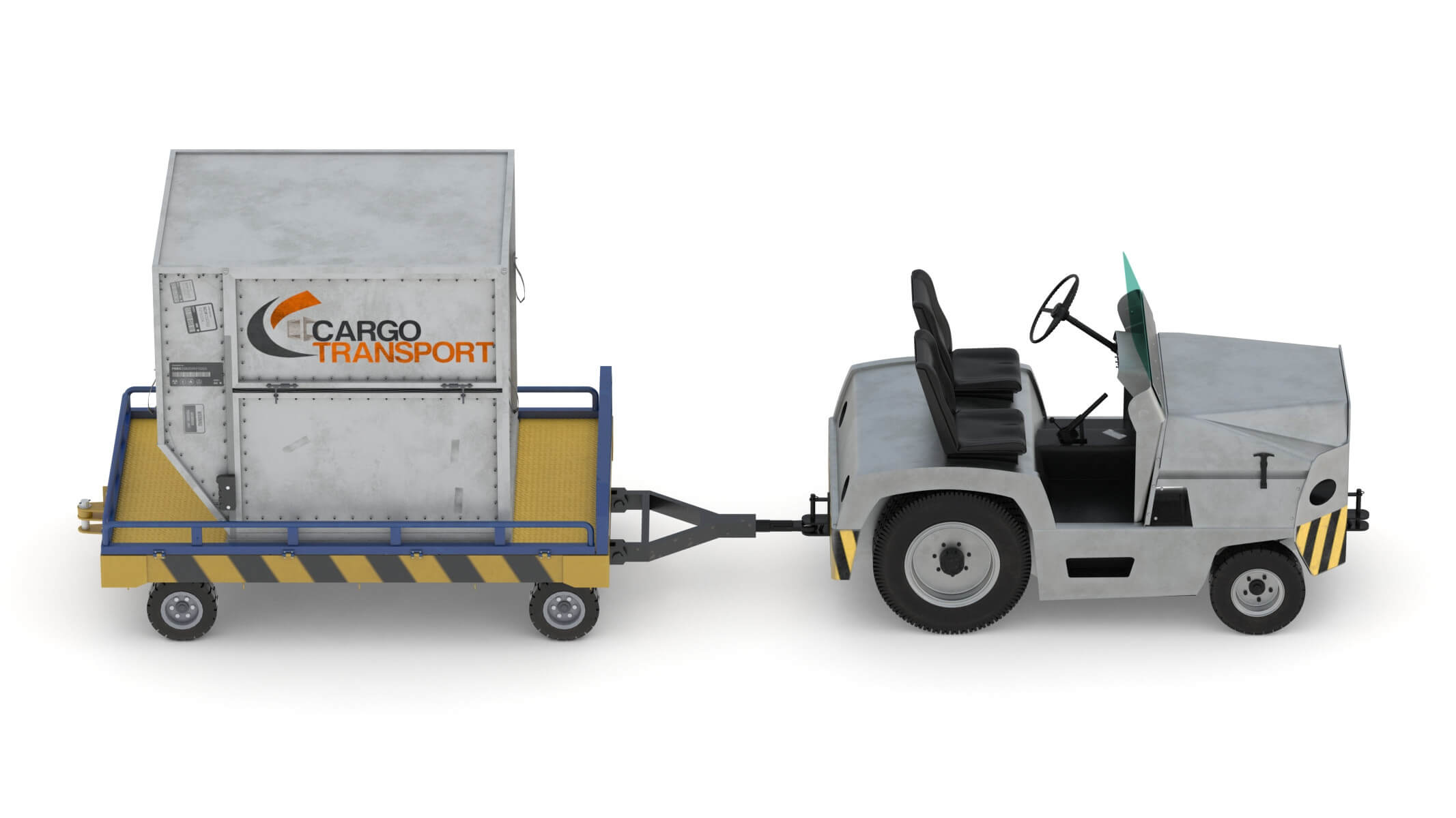 Airport Tug Clark CT30 Carrying Passengers Luggage - 3D Model by frezzy