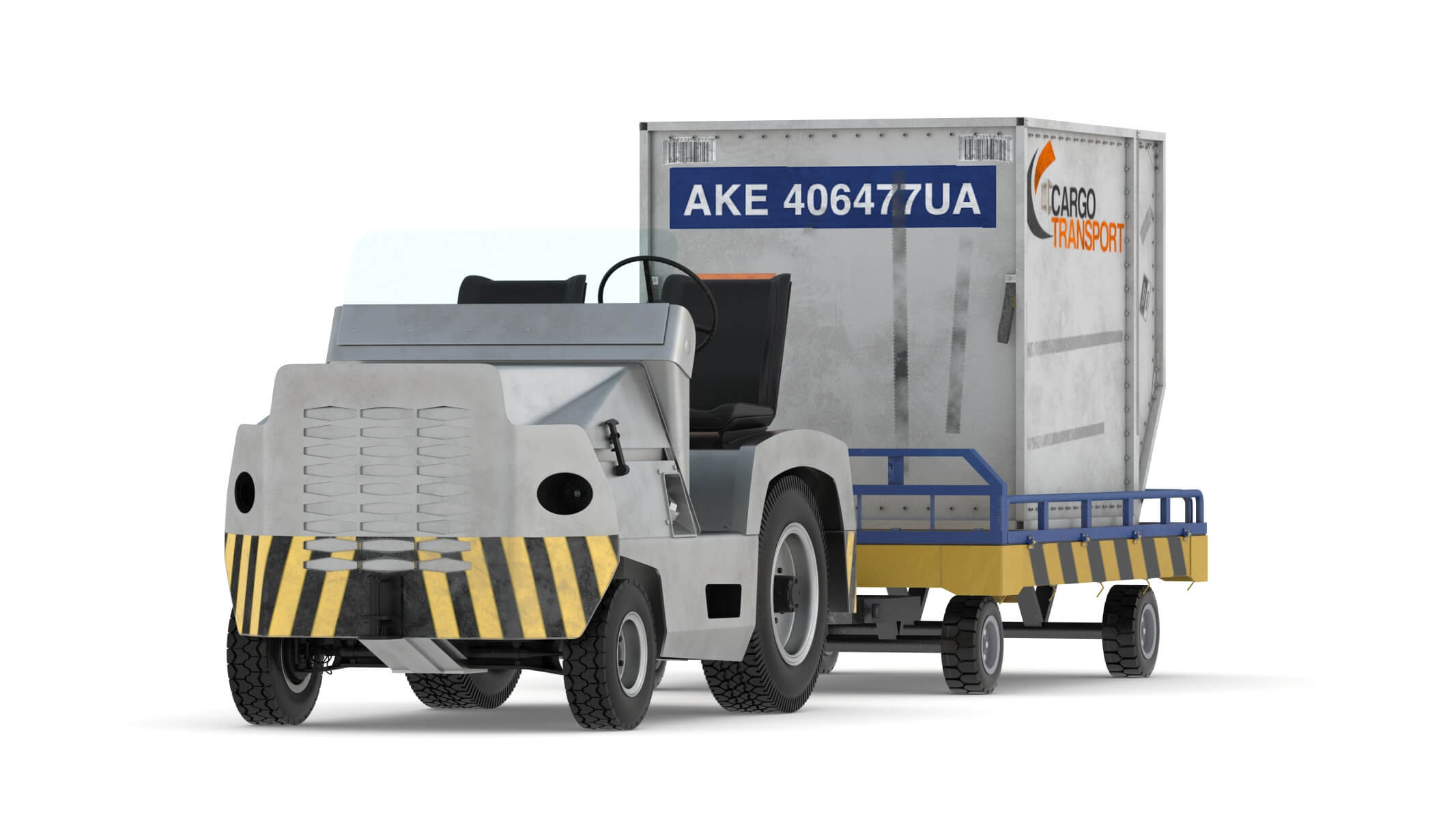 Airport Tug Clark CT30 Carrying Passengers Luggage - 3D Model by frezzy