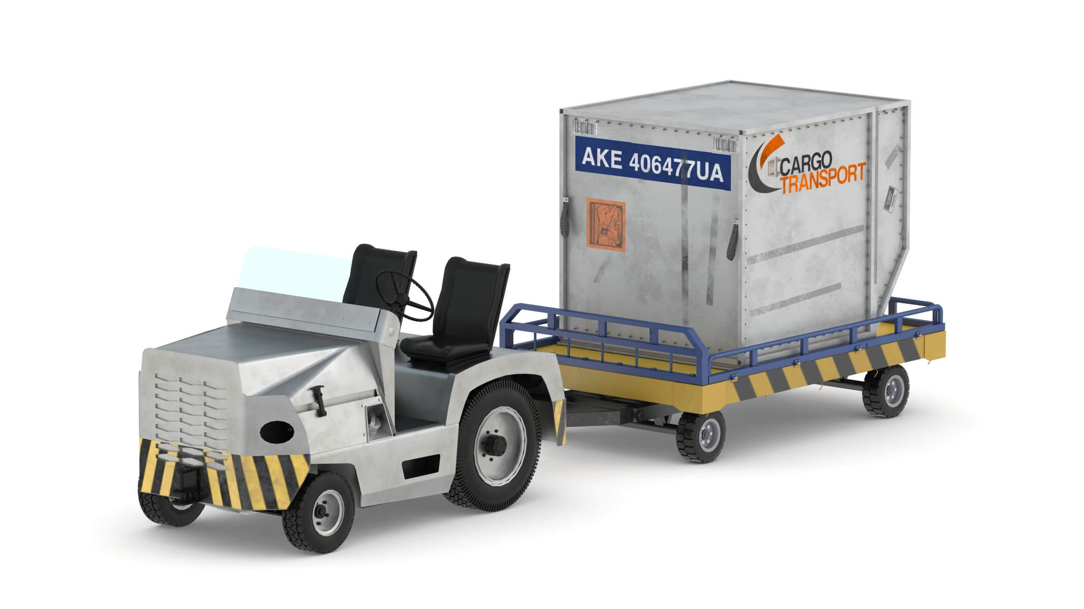 Airport Tug Clark CT30 Carrying Passengers Luggage - 3D Model by frezzy