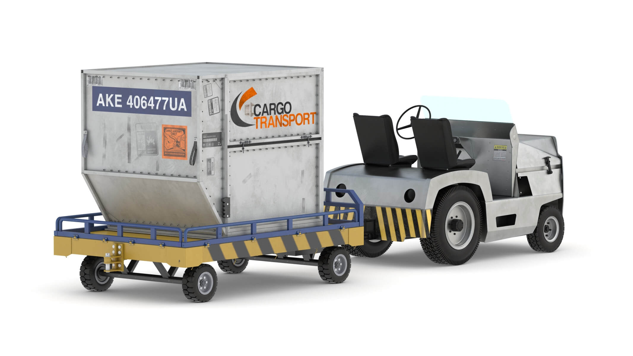 Airport Tug Clark CT30 Carrying Passengers Luggage - 3D Model by frezzy