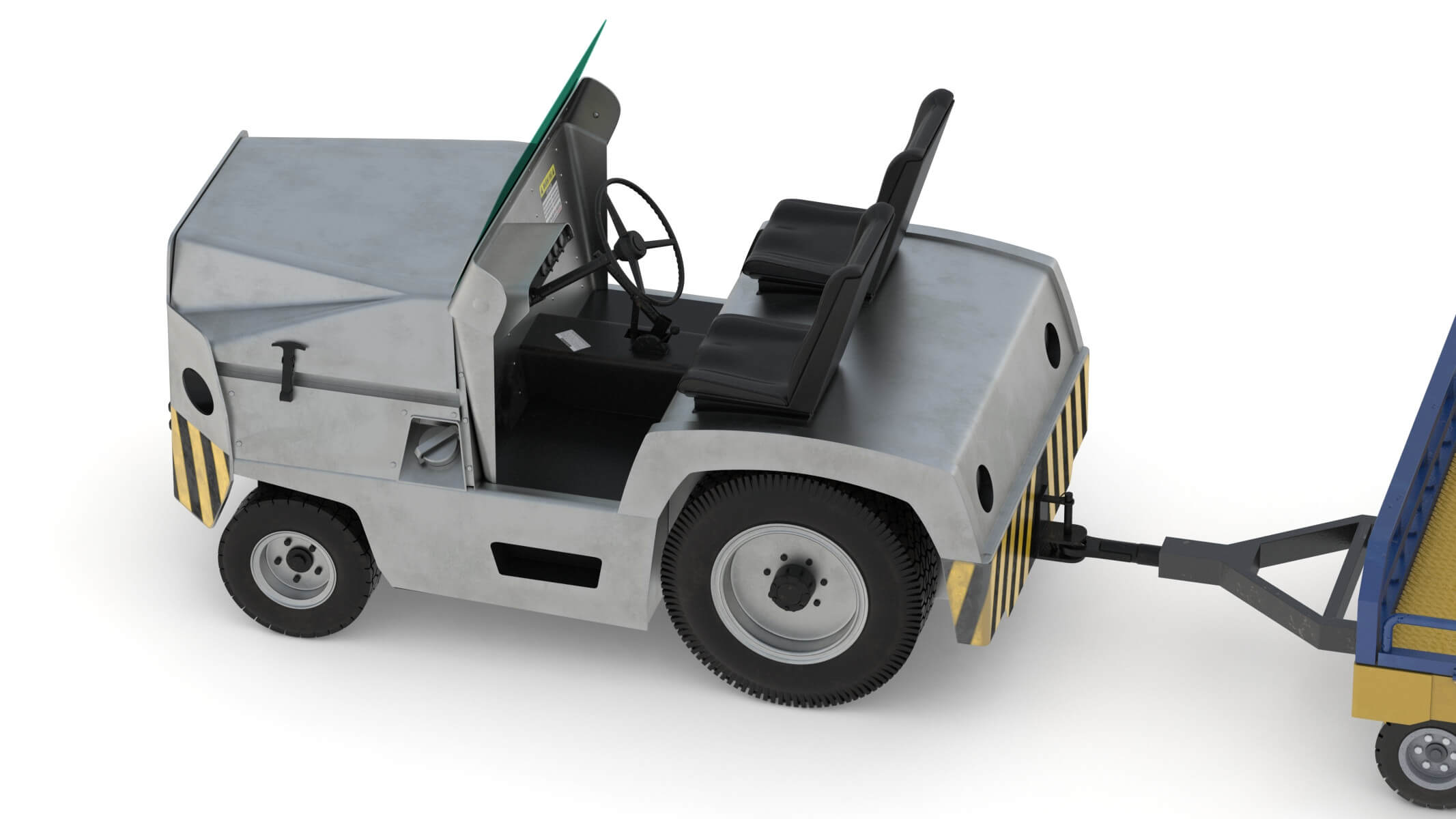 Airport Tug Clark CT30 Carrying Passengers Luggage - 3D Model by frezzy