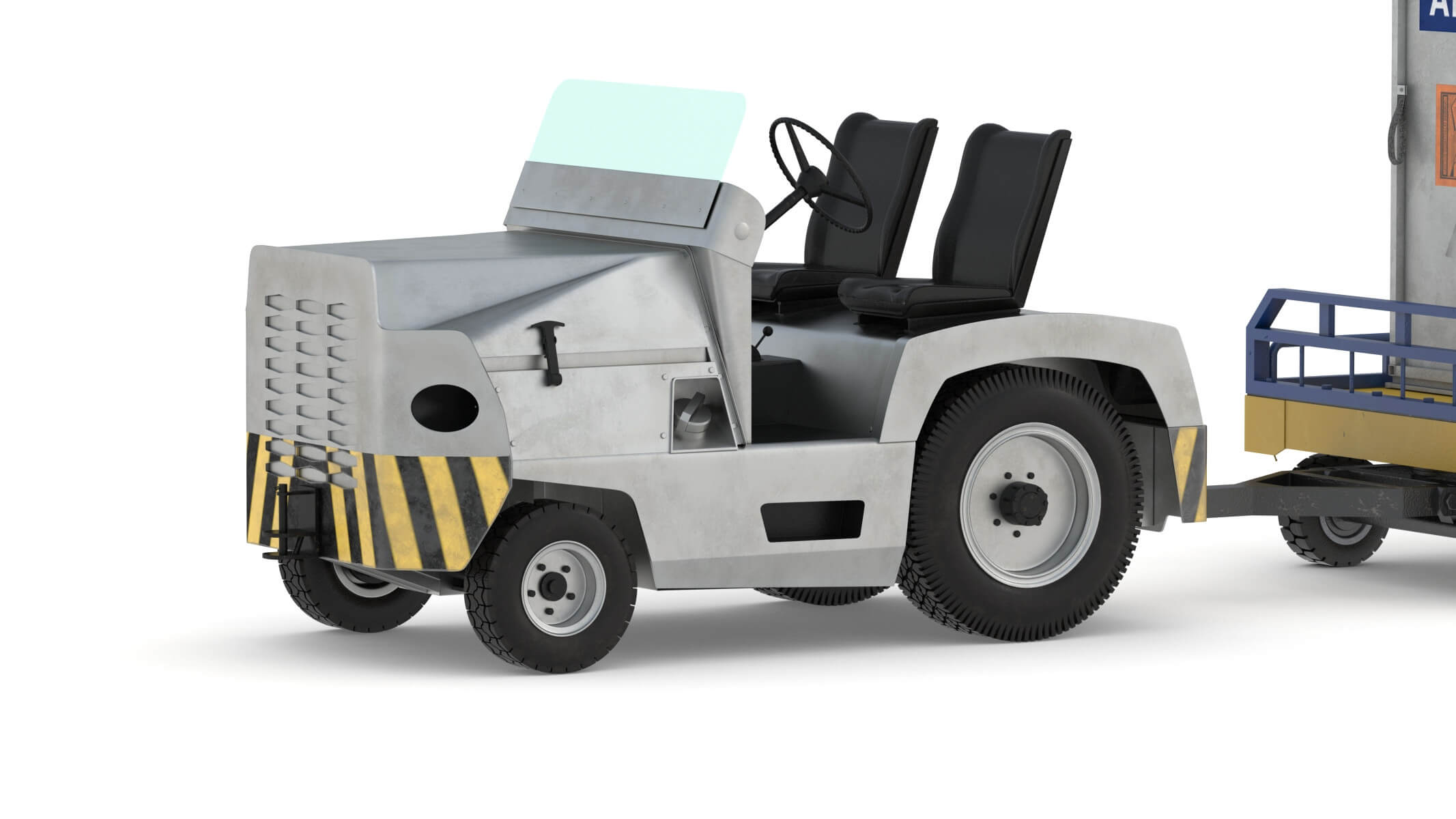 Airport Tug Clark CT30 Carrying Passengers Luggage - 3D Model by frezzy