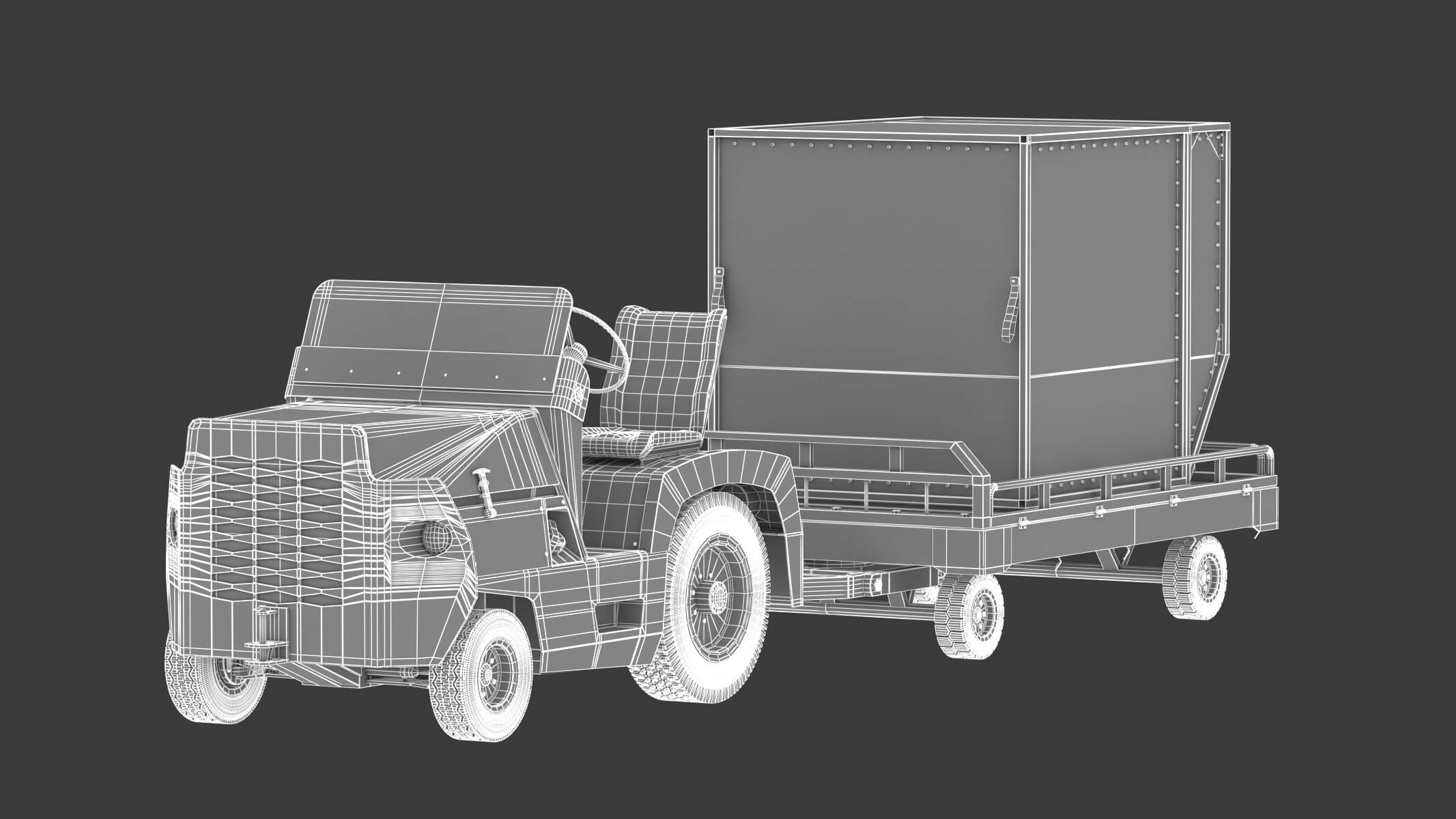 Airport Tug Clark CT30 Carrying Passengers Luggage - 3D Model by frezzy