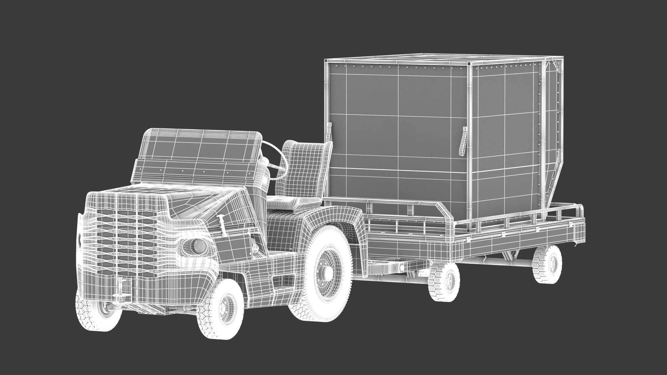 Airport Tug Clark CT30 Carrying Passengers Luggage - 3D Model by frezzy