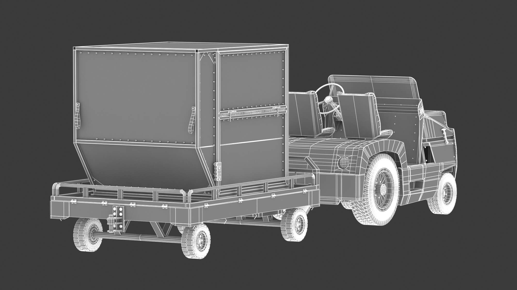 Airport Tug Clark CT30 Carrying Passengers Luggage - 3D Model by frezzy