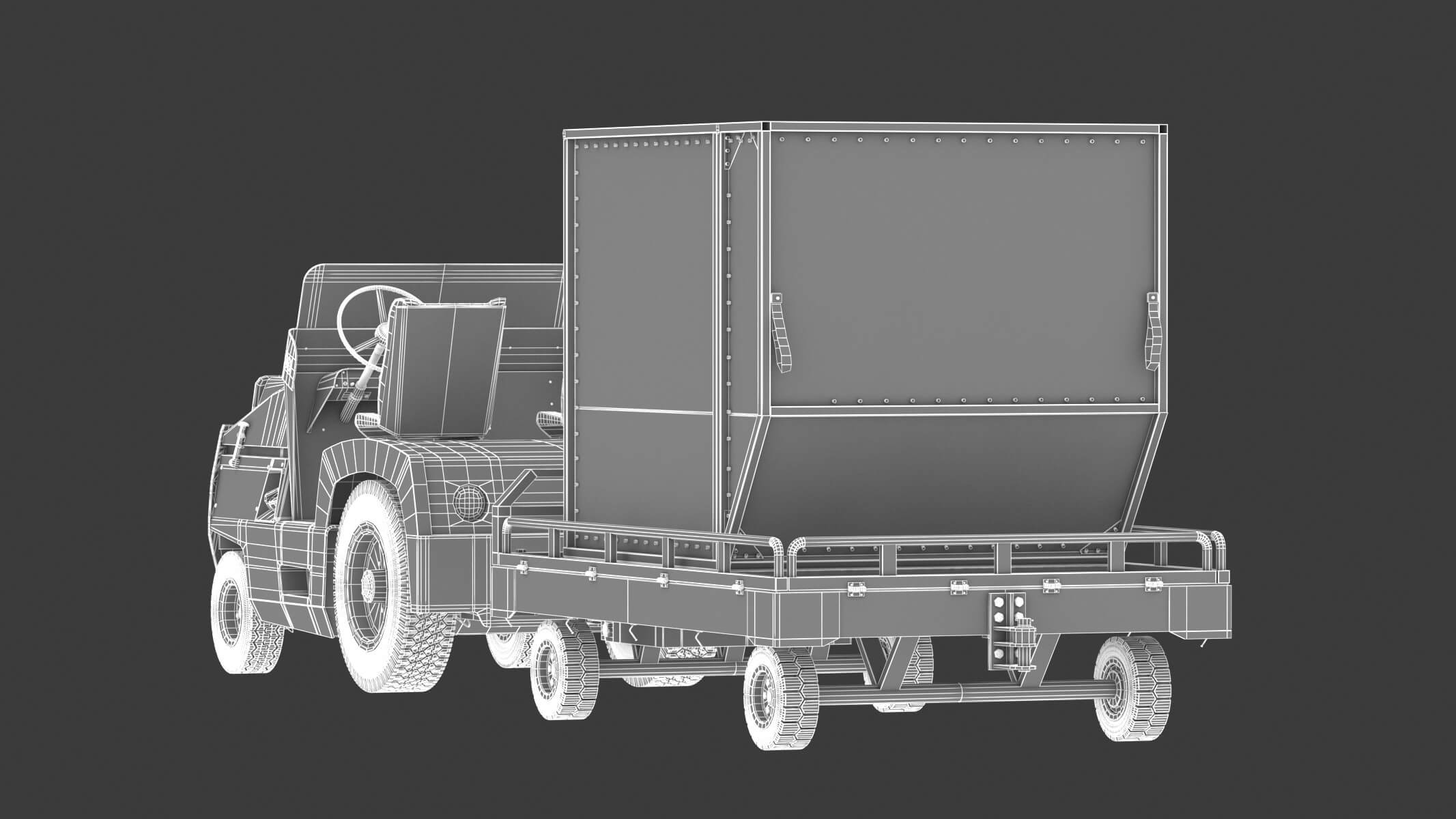 Airport Tug Clark CT30 Carrying Passengers Luggage - 3D Model by frezzy