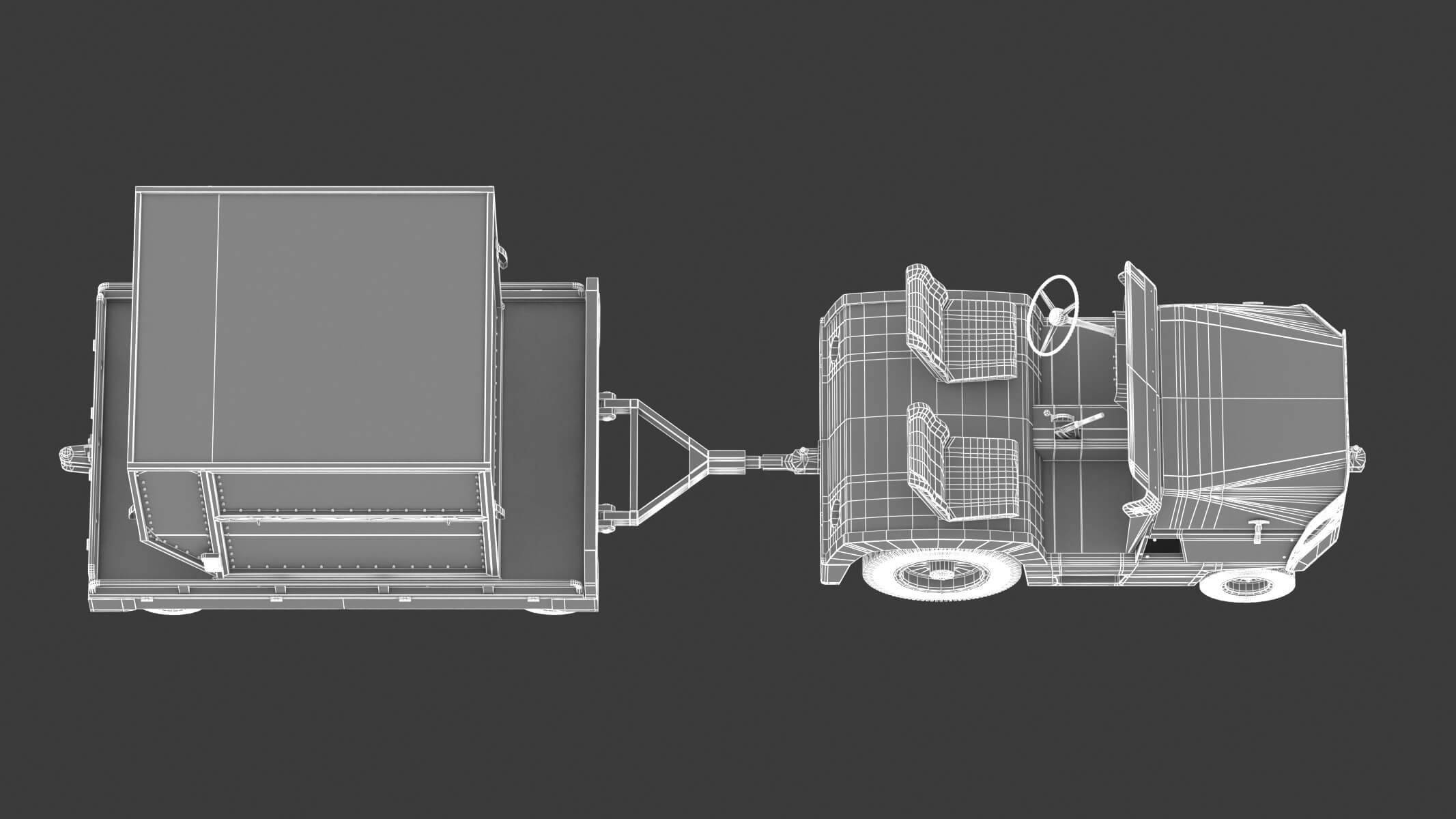 Airport Tug Clark CT30 Carrying Passengers Luggage - 3D Model by frezzy
