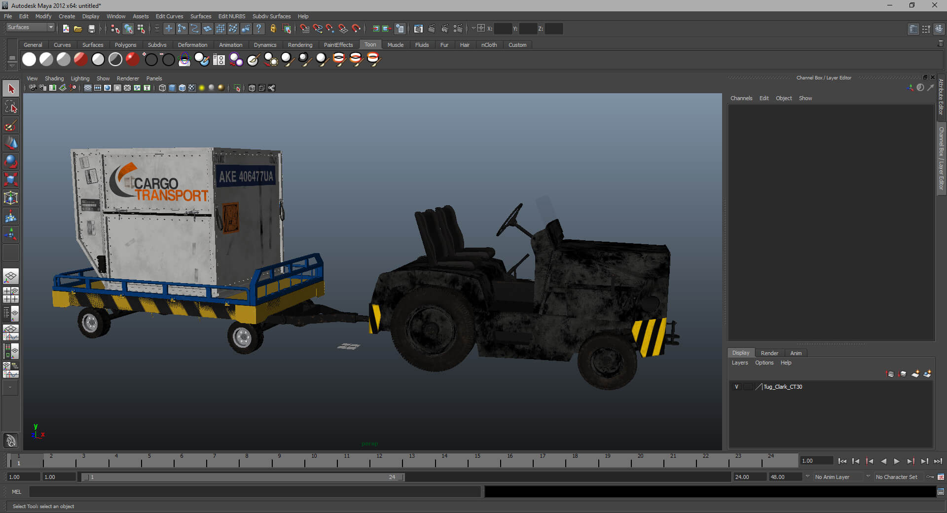 Airport Tug Clark CT30 Carrying Passengers Luggage - 3D Model by frezzy
