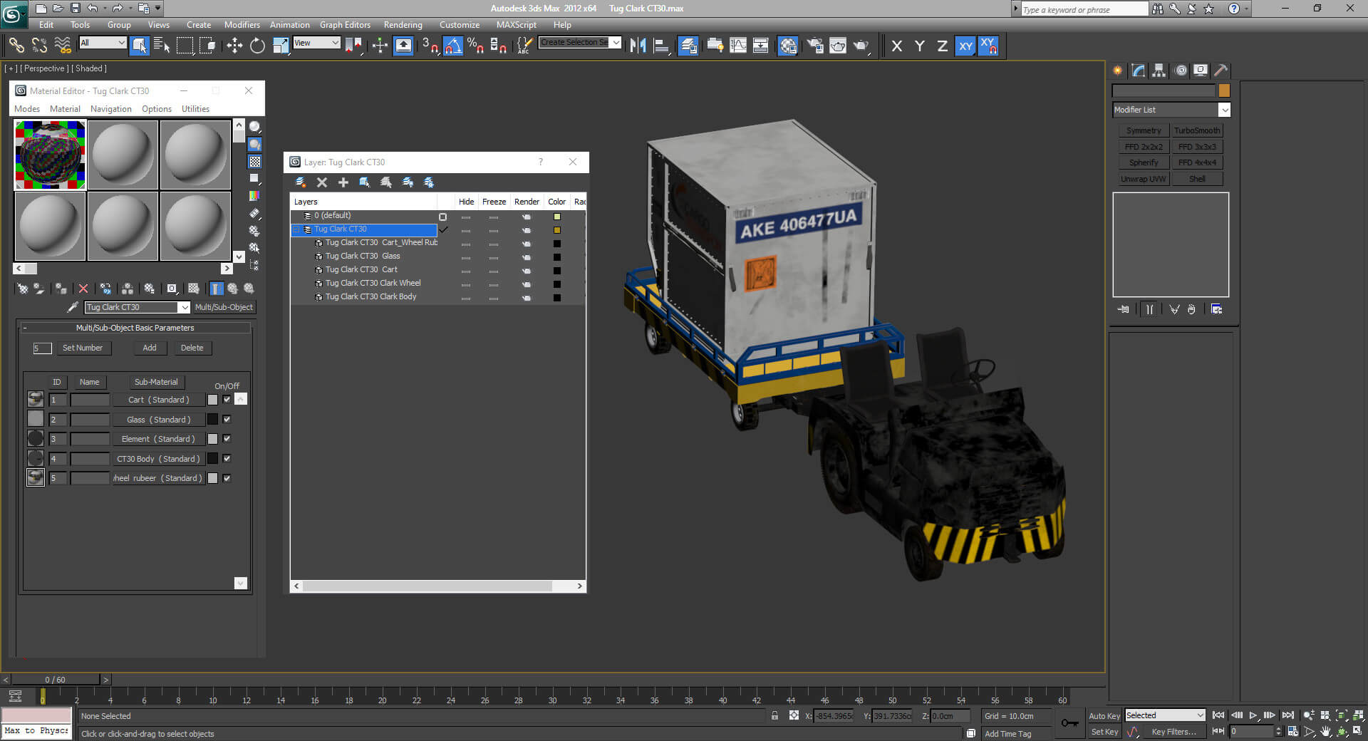 Airport Tug Clark CT30 Carrying Passengers Luggage - 3D Model by frezzy