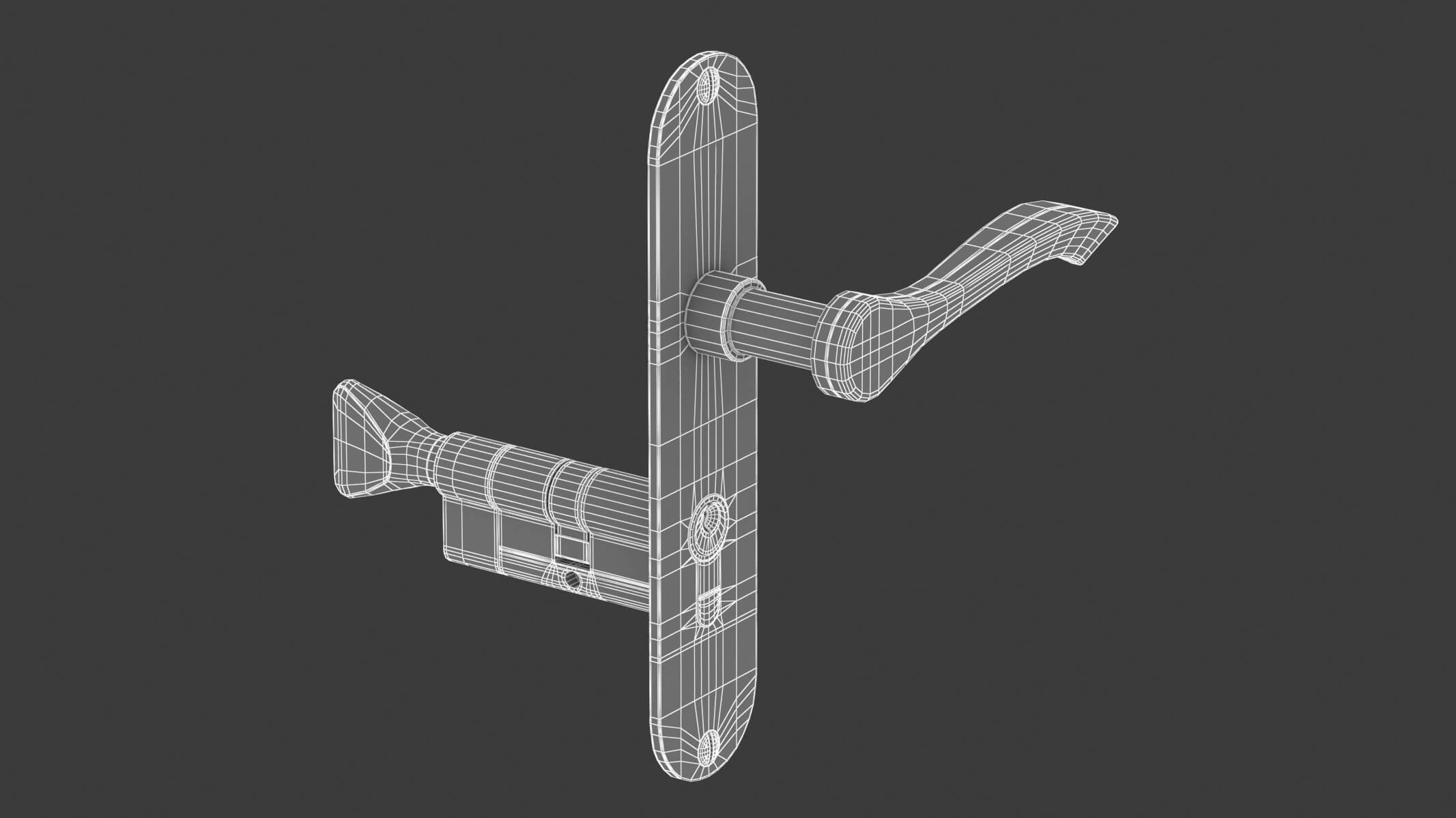 Andros Door Handle Brass - 3D Model by frezzy