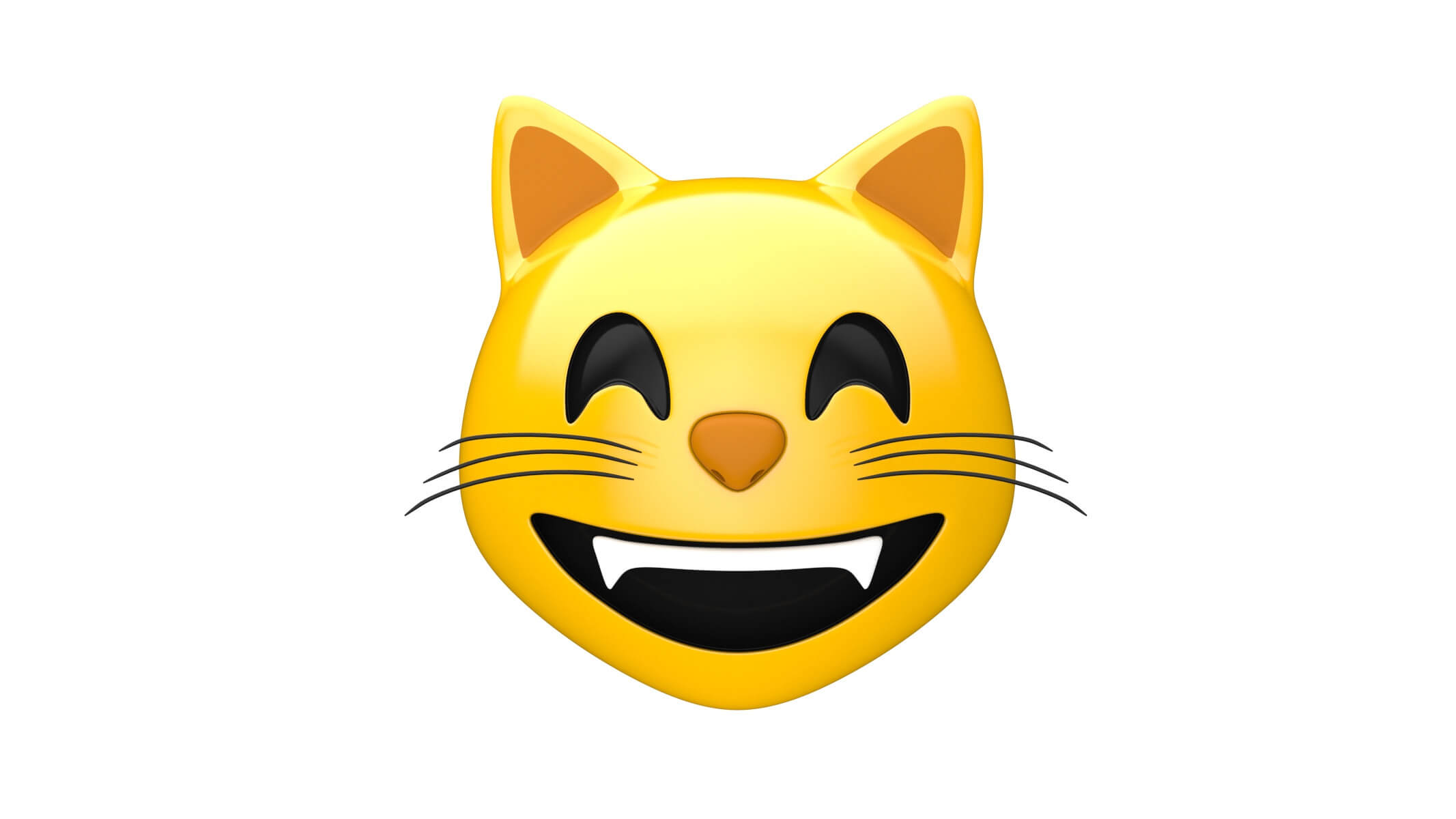 Apple Grinning Cat With Smiling Eyes - 3D Model by frezzy