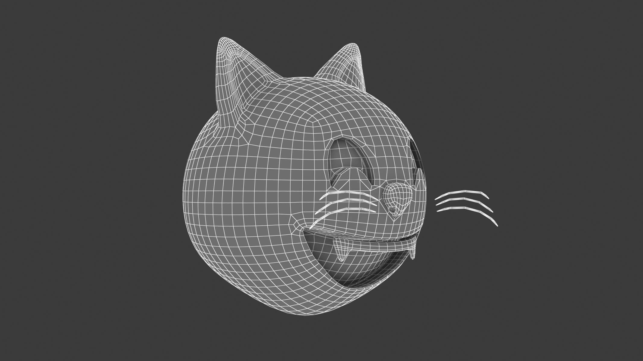 Apple Grinning Cat With Smiling Eyes - 3D Model by frezzy