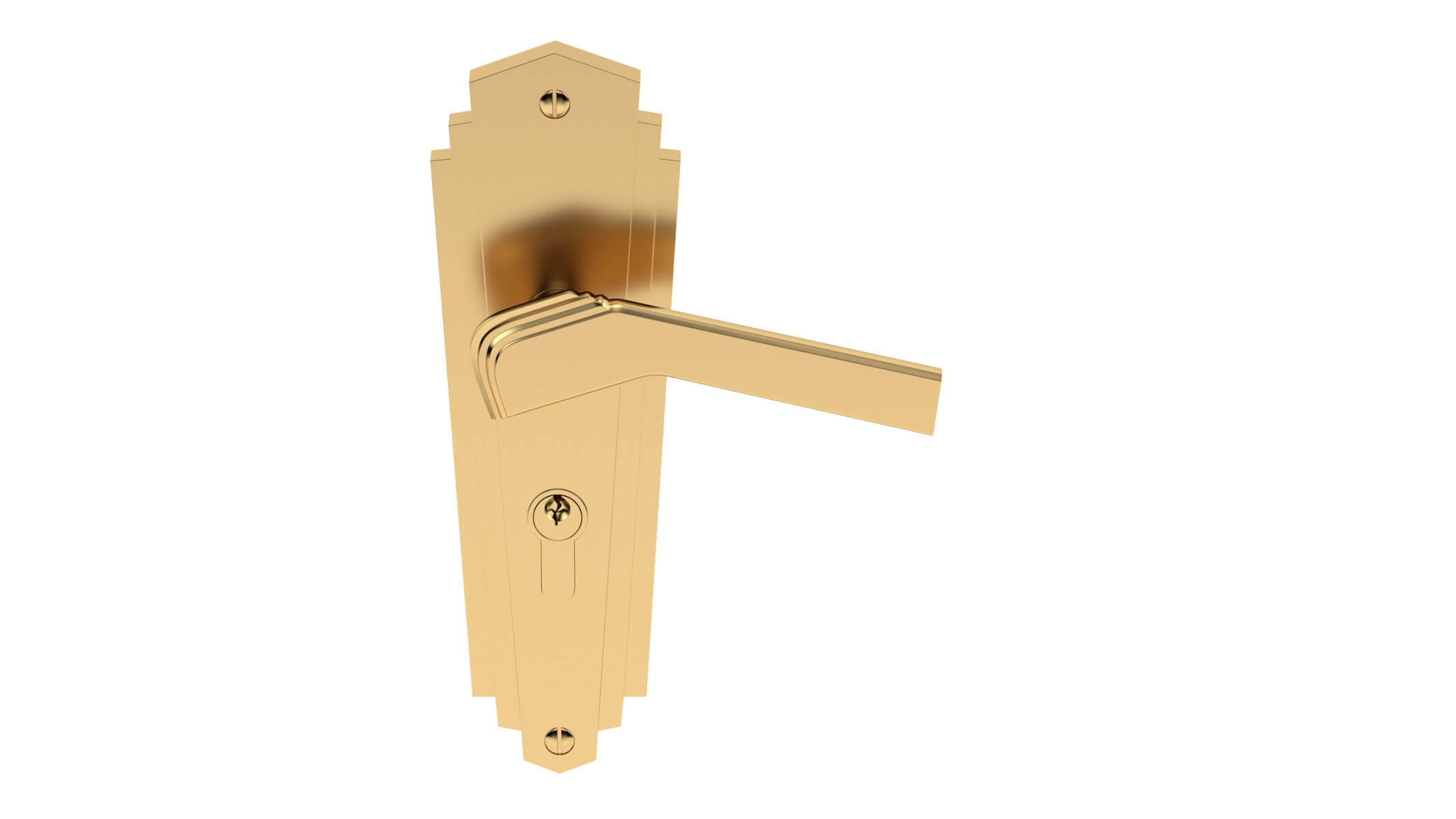 Art Deco Style Door Handle Brass - 3D Model by frezzy