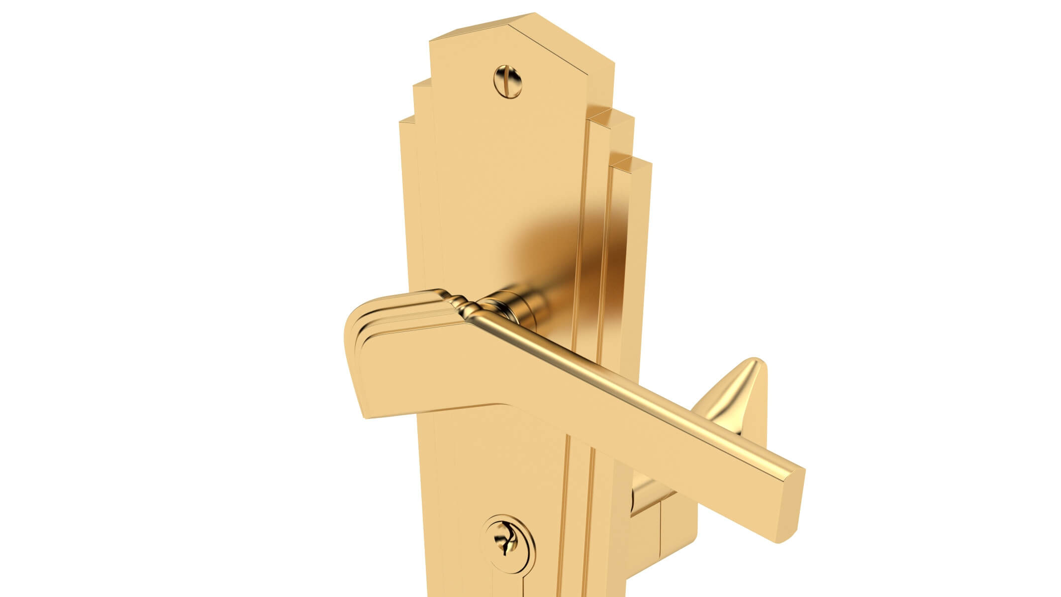 Art Deco Style Door Handle Brass - 3D Model by frezzy