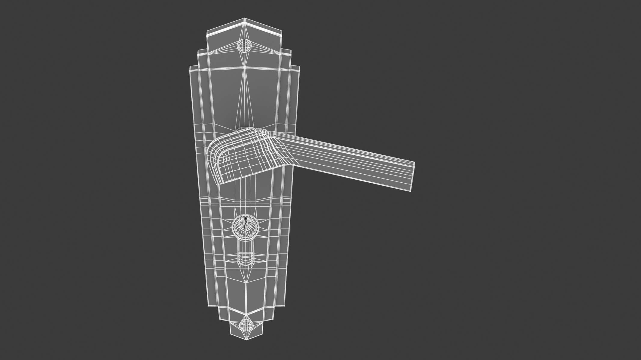 Art Deco Style Door Handle Brass - 3D Model by frezzy