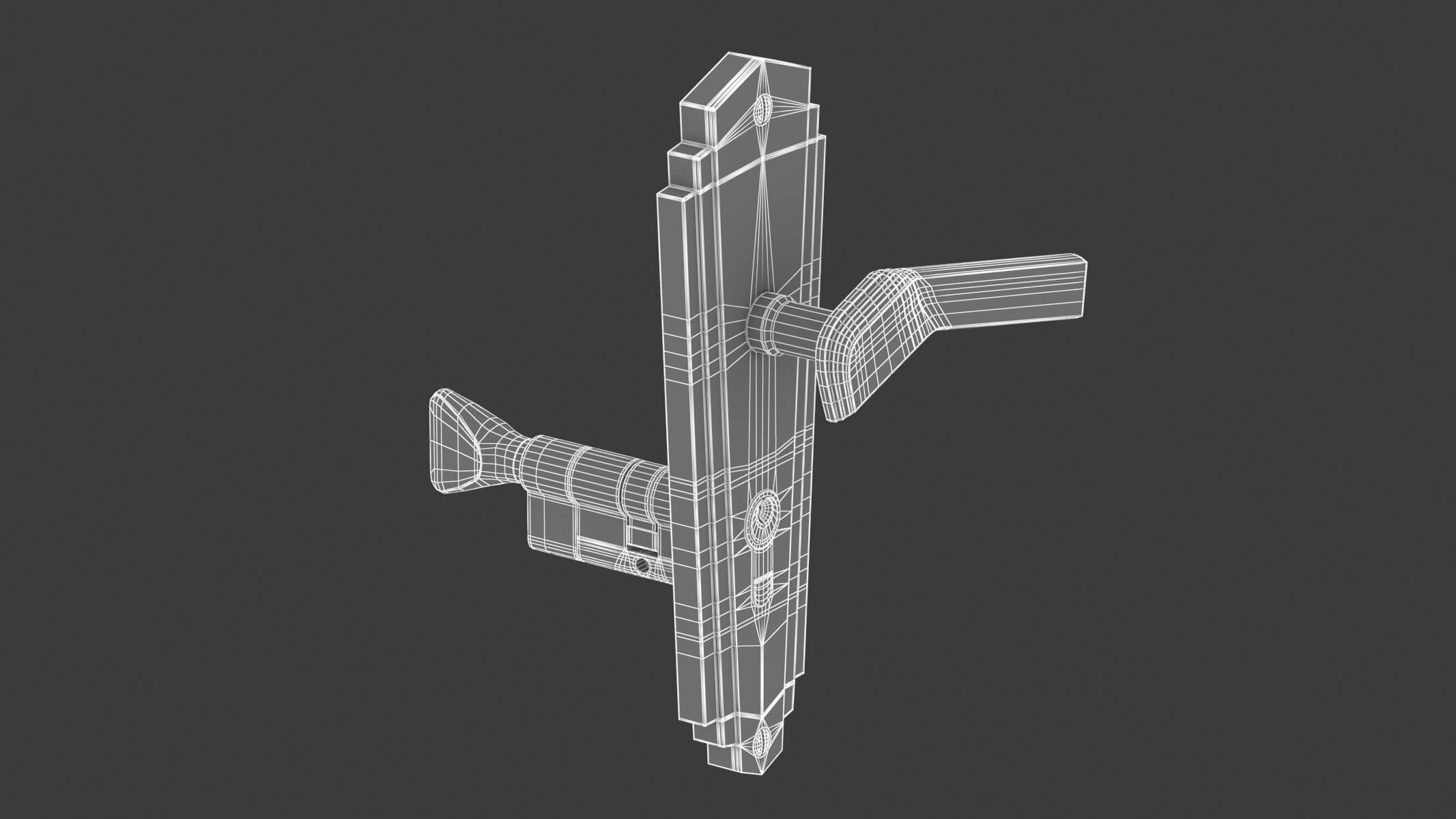 Art Deco Style Door Handle Brass - 3D Model by frezzy