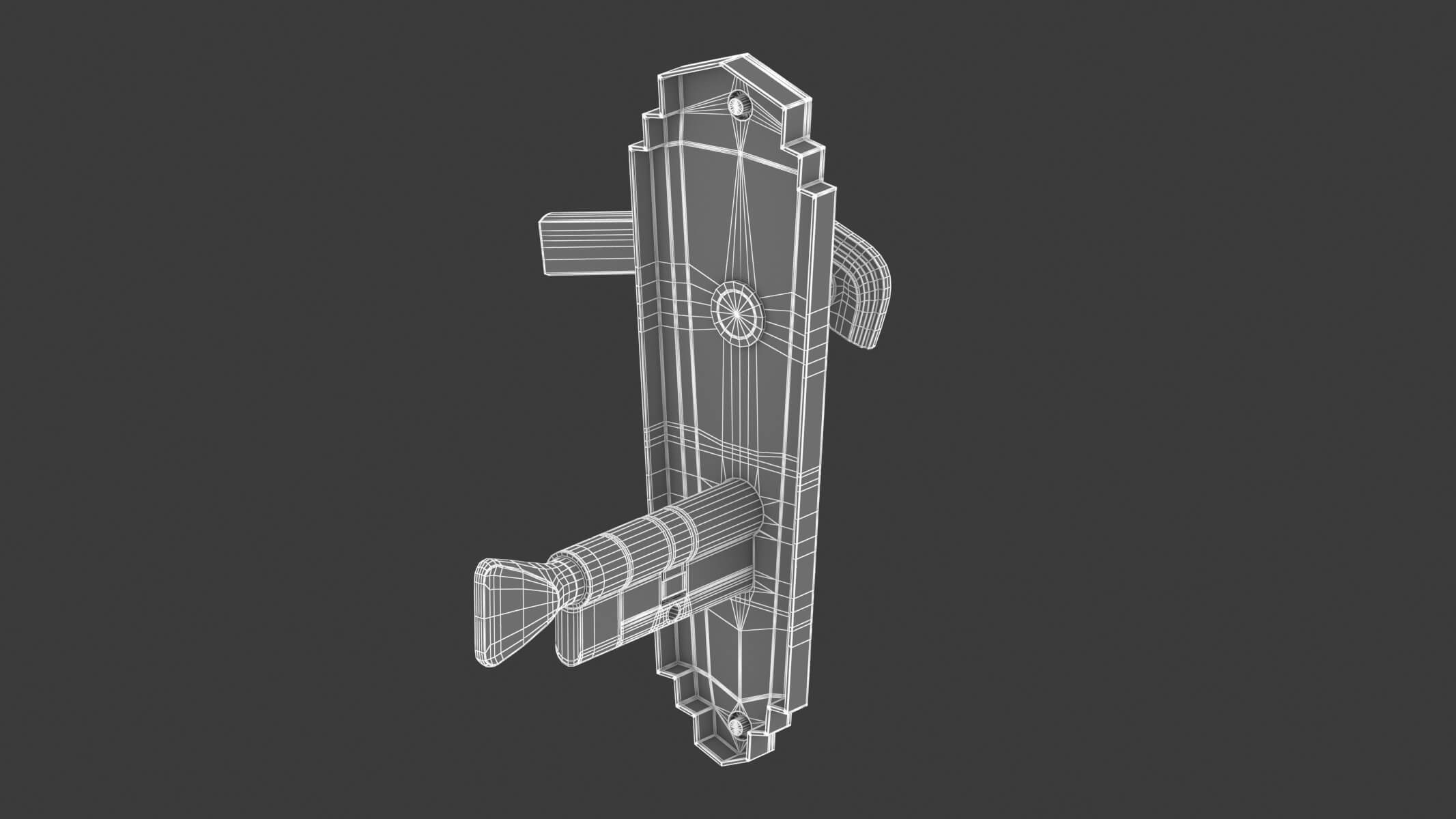 Art Deco Style Door Handle Brass - 3D Model by frezzy